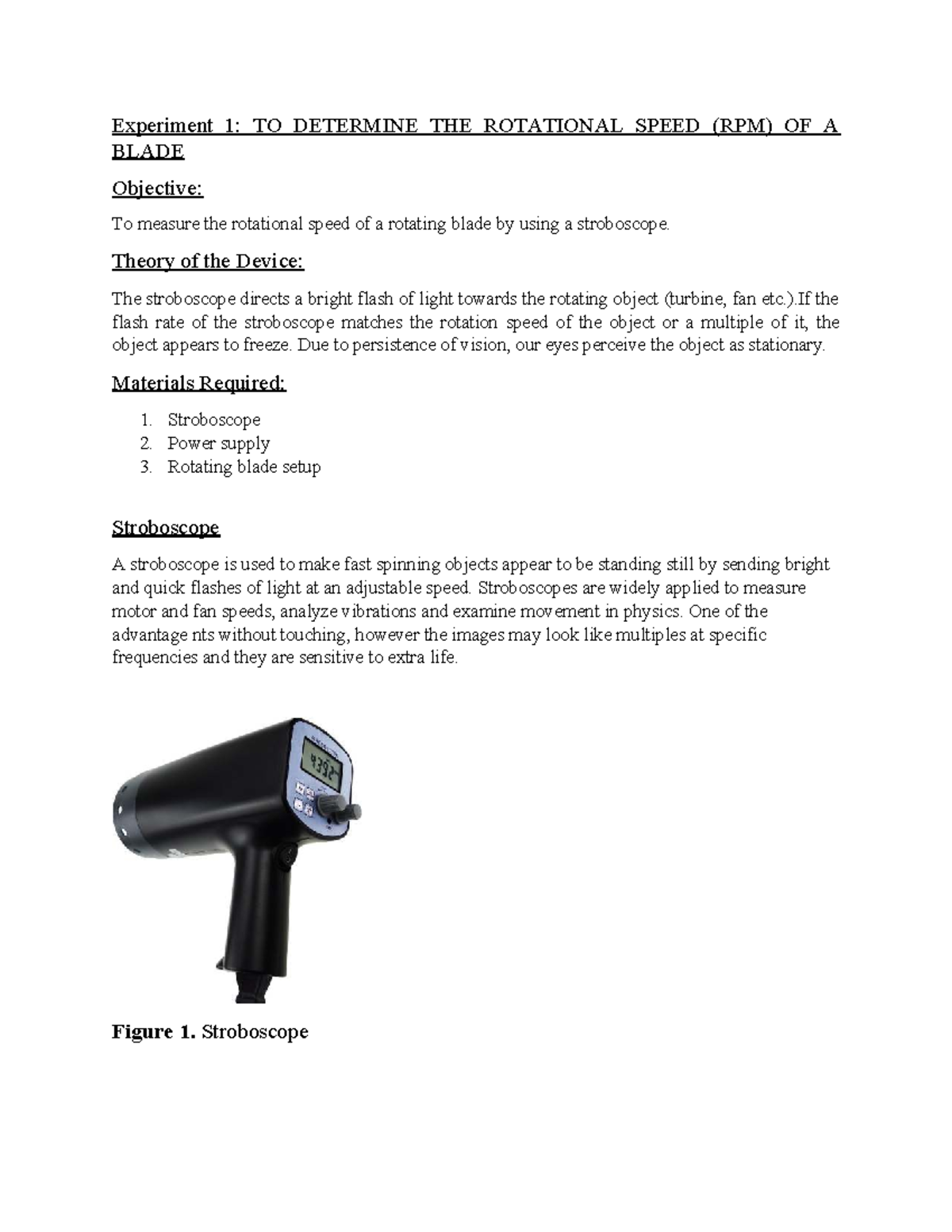 Experiment 1, 2, 3: Measuring Rotational Speed & Distances - Studocu