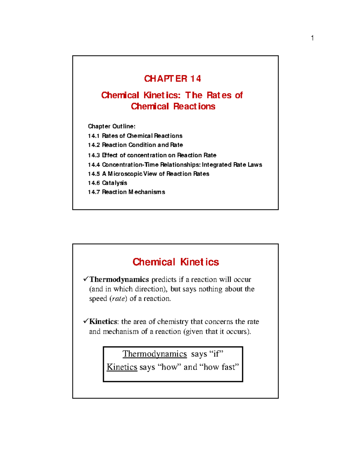 Lecture Notes: Chapter 14 - Chemical Kinetics and Reaction Rates - Studocu