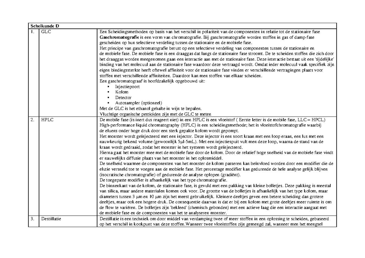 Scheikunde D: Uitgebreide Begrippen en Scheidingsmethoden Uitleg ...
