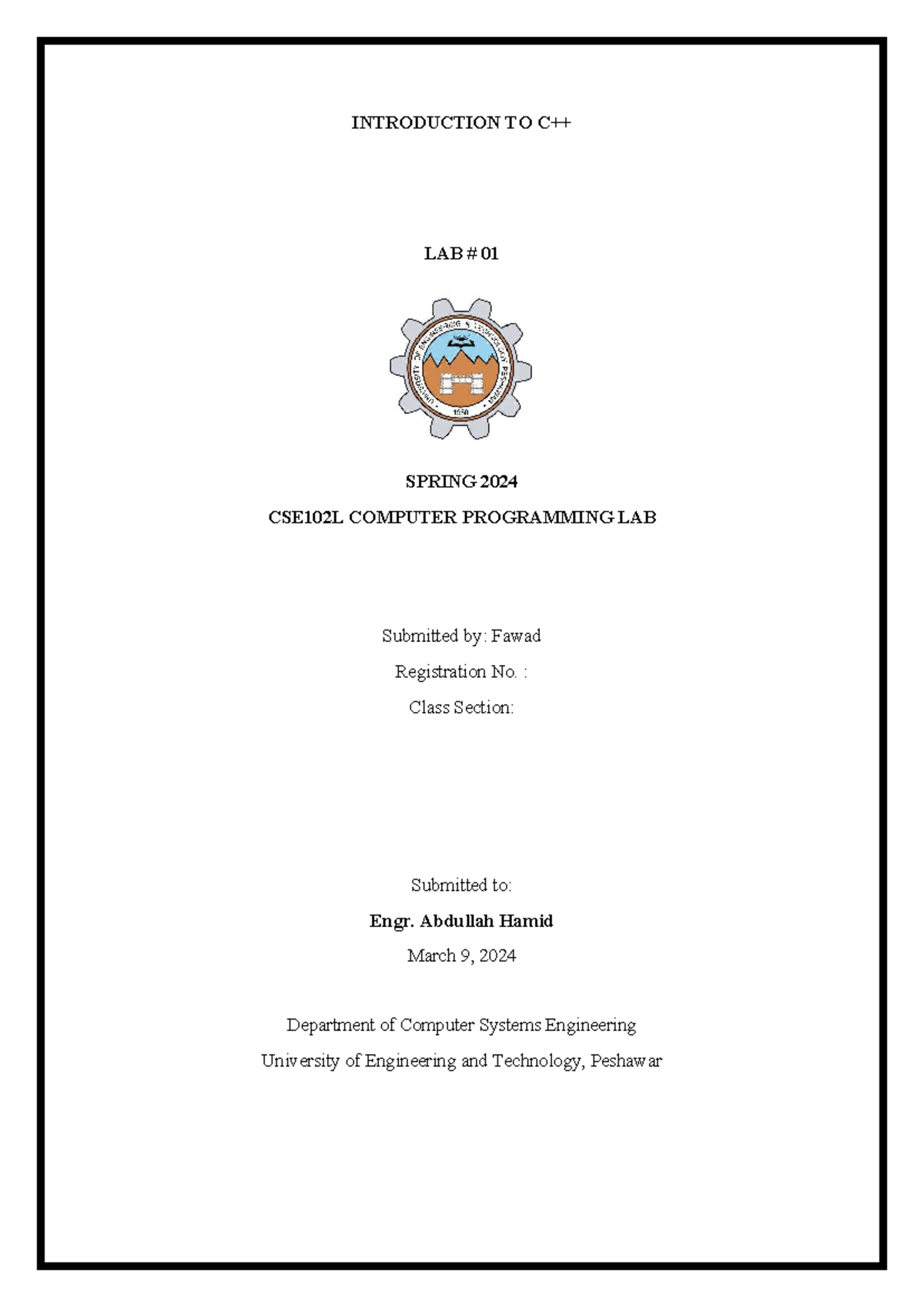 CSE102L Lab 01 Report: Intro to Computer Programming - Spring 2024 ...