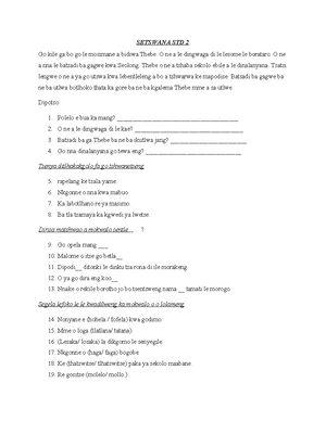 Bgcse Setswana Paper 2: July 2024 Exam Guide and Questions - Studocu