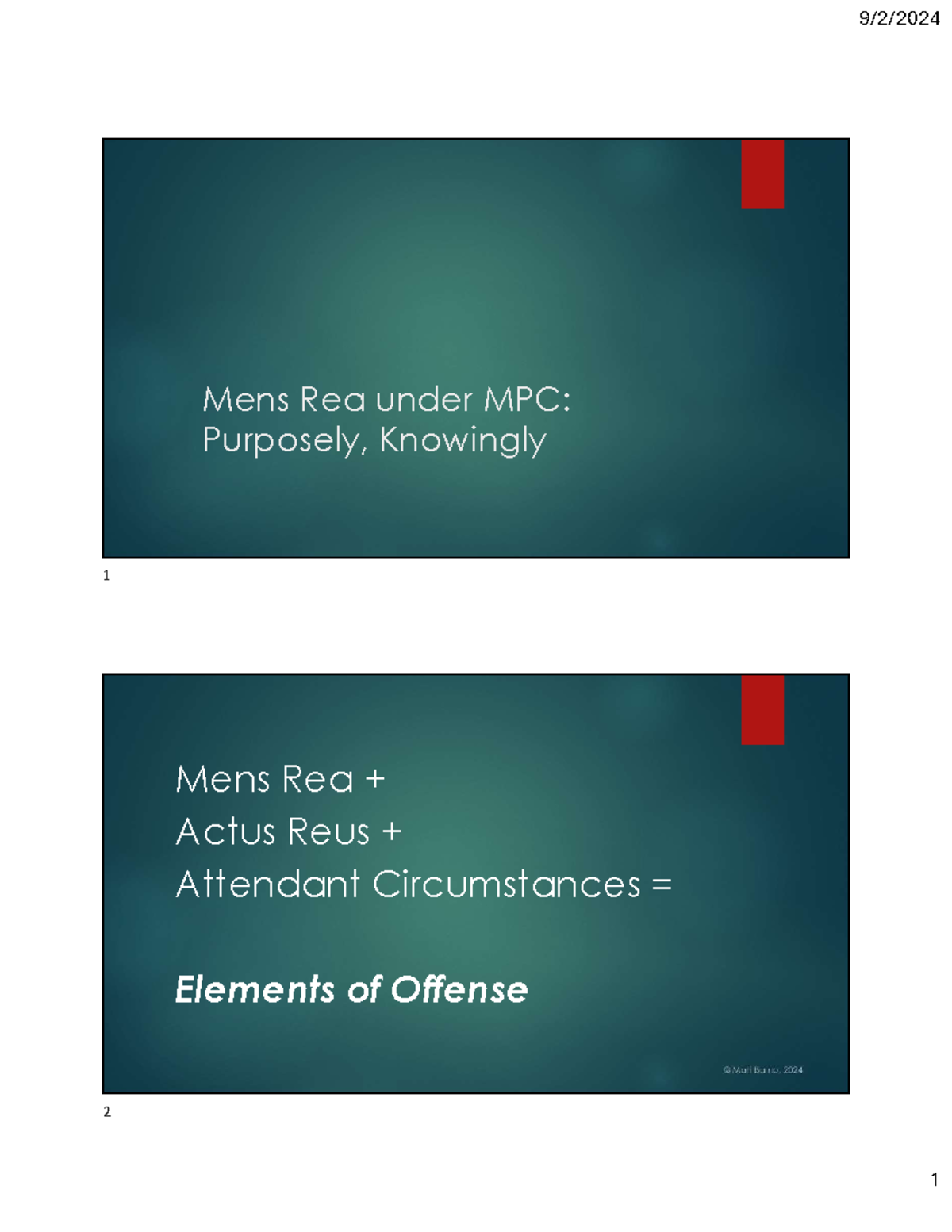 MPC Criminal Law: Mens Rea - Purposely and Knowingly Explained - Studocu