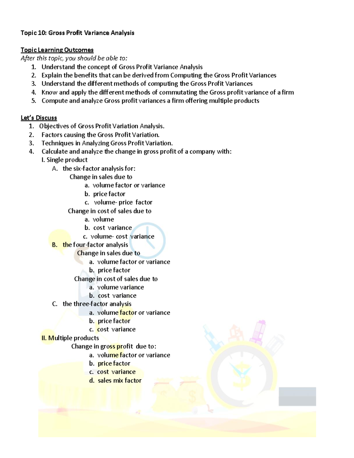 Topic 10: Gross Profit Variance Analysis - Key Concepts & Techniques ...