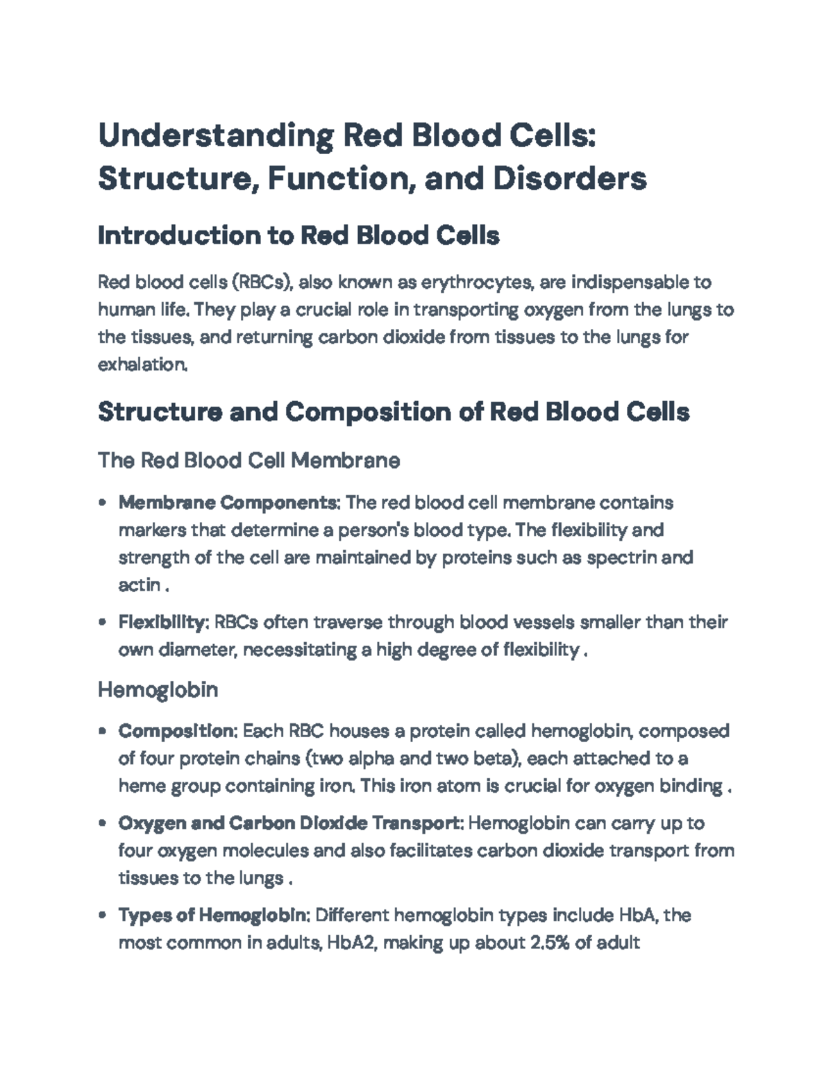 Understanding Red Blood Cells: Structure, Function, and Disorders ...