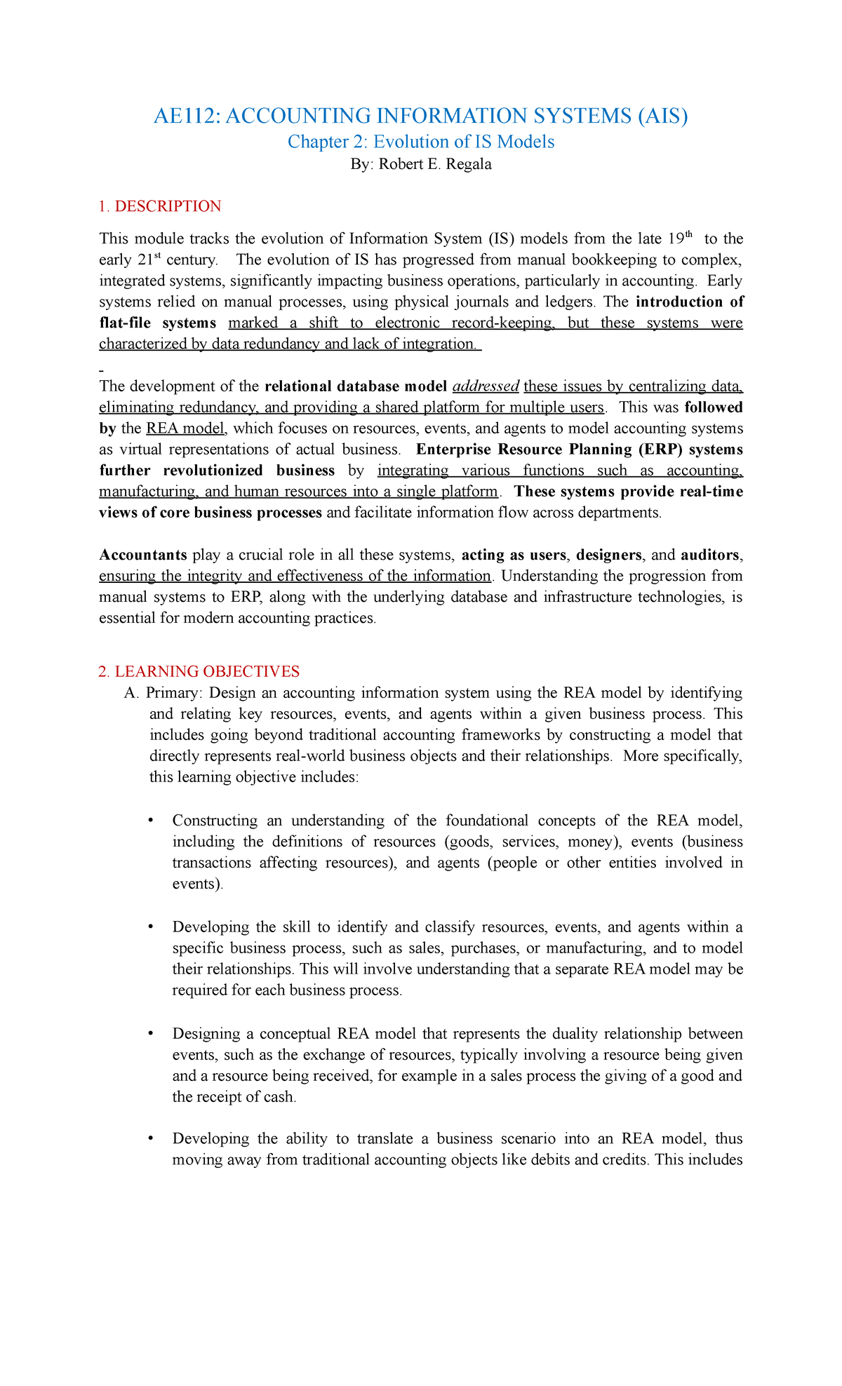 EVOLUTION OF AIS MODEL - AE112: ACCOUNTING INFORMATION SYSTEMS (AIS ...