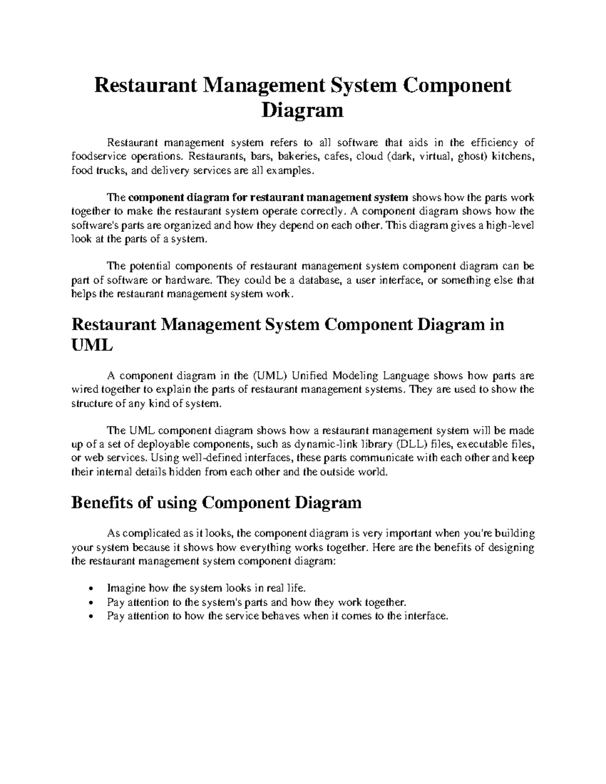 Restaurant Management System Component Diagram Overview (UML) - Studocu