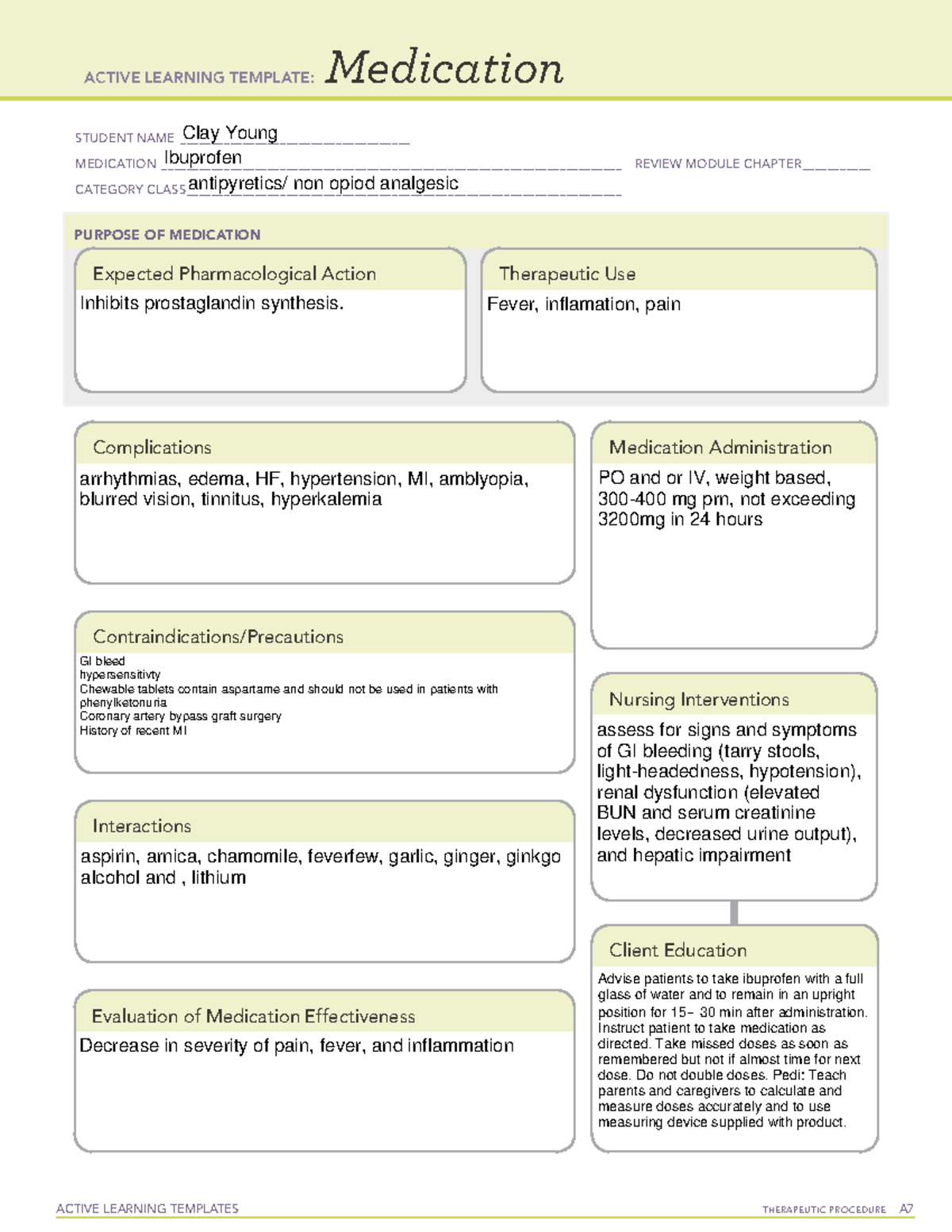 Ibuprofen - ACTIVE LEARNING TEMPLATES TherapeuTic procedure A ...