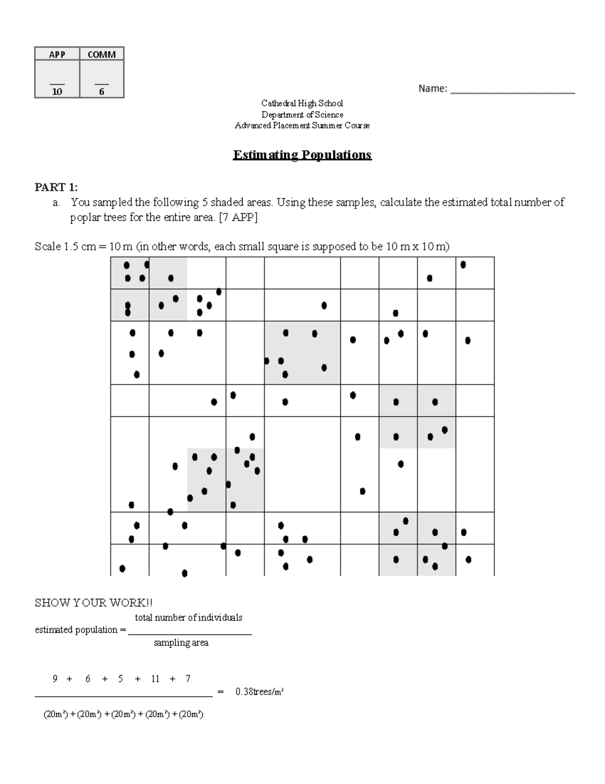 Estimating Populations Assignment [AP SCI 10] - Detailed Analysis - Studocu