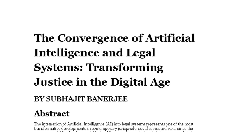 AI and Law: Transforming Justice in the Digital Age - SUBHAJIT BANERJEE ...