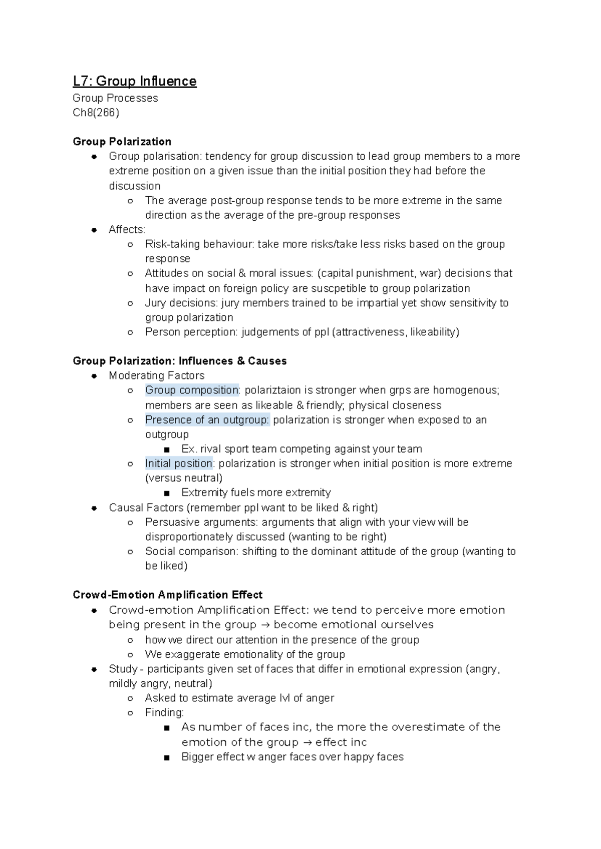 L7: Group Influence - Lecture Notes on Group Polarization and Dynamics ...