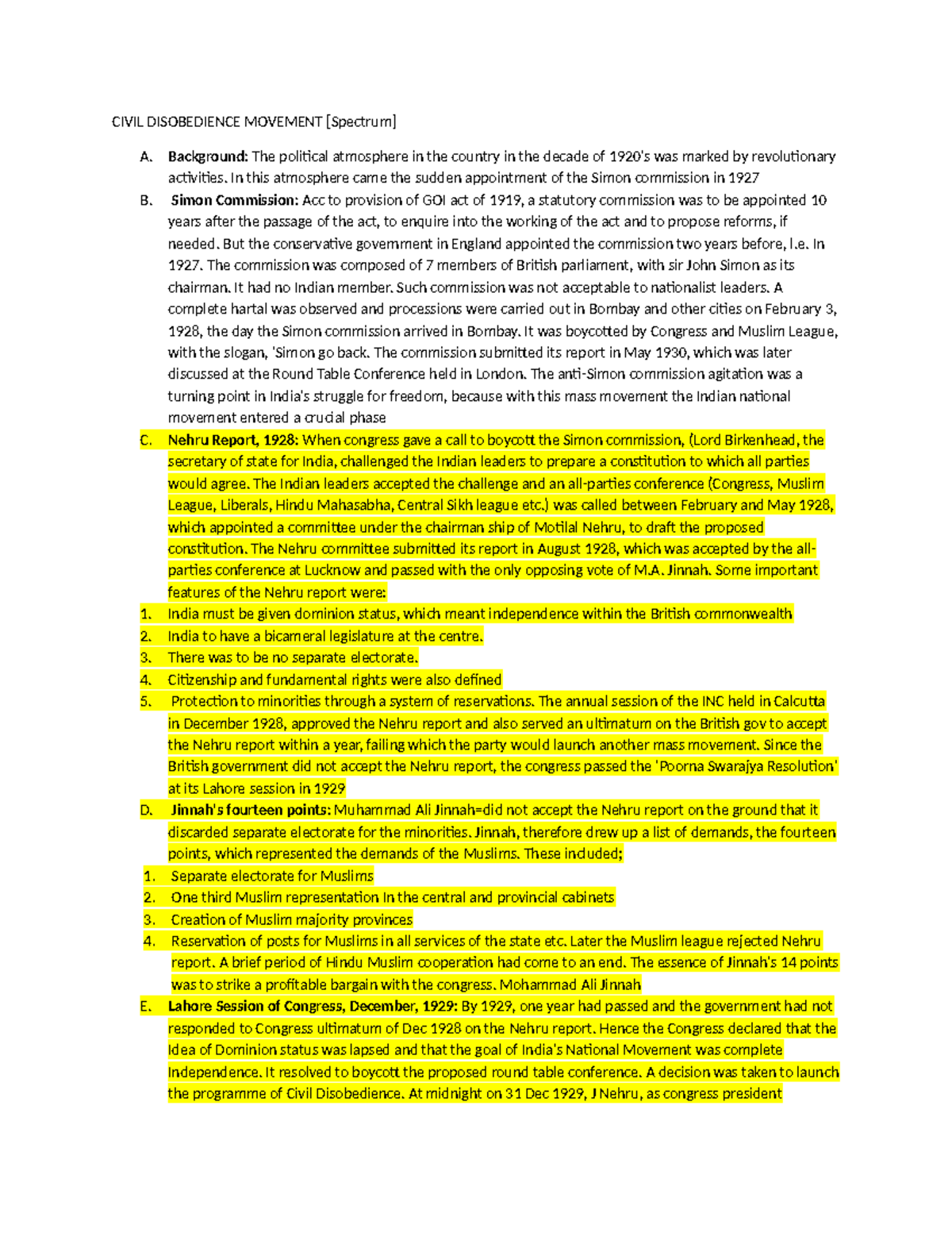 CIVIL DISOBEDIENCE MOVEMENT: Key Events and Impacts (Part 9) - Studocu