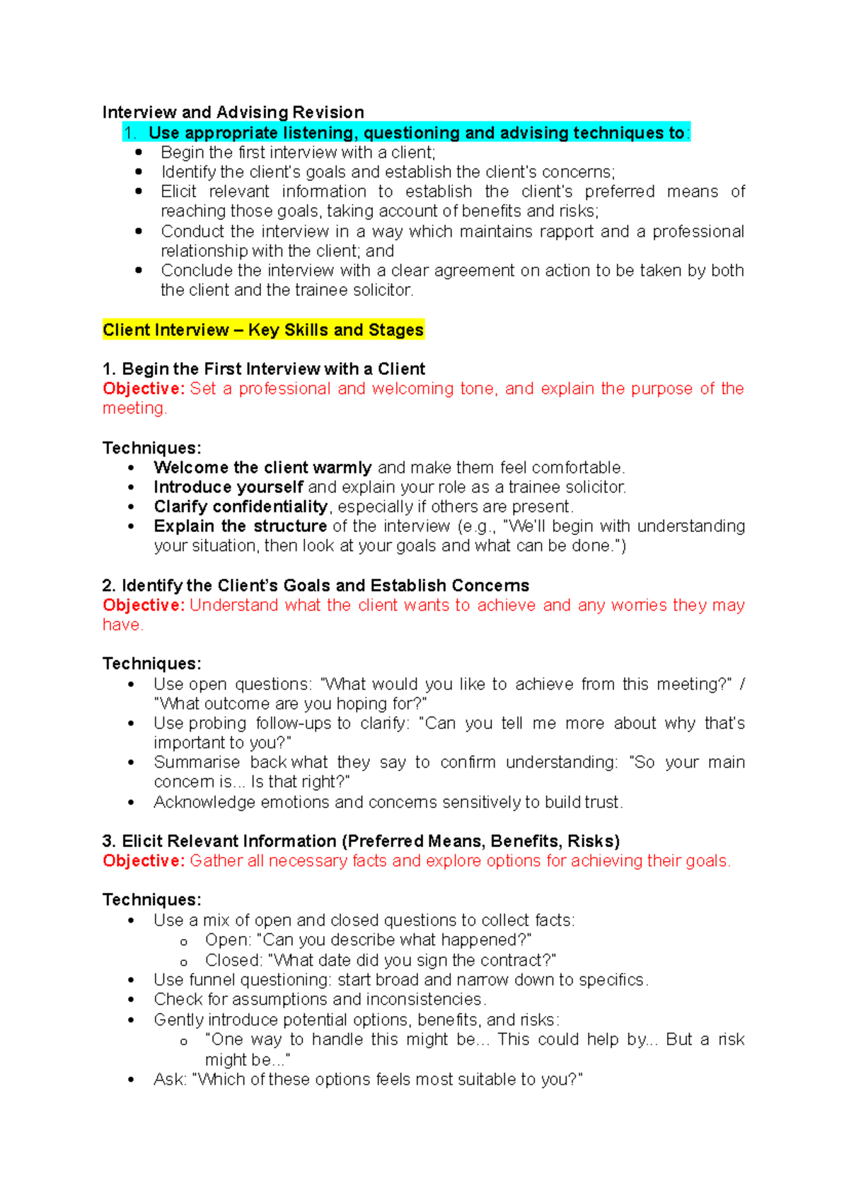Client Interview Techniques: A Guide for LPC Students - Studocu