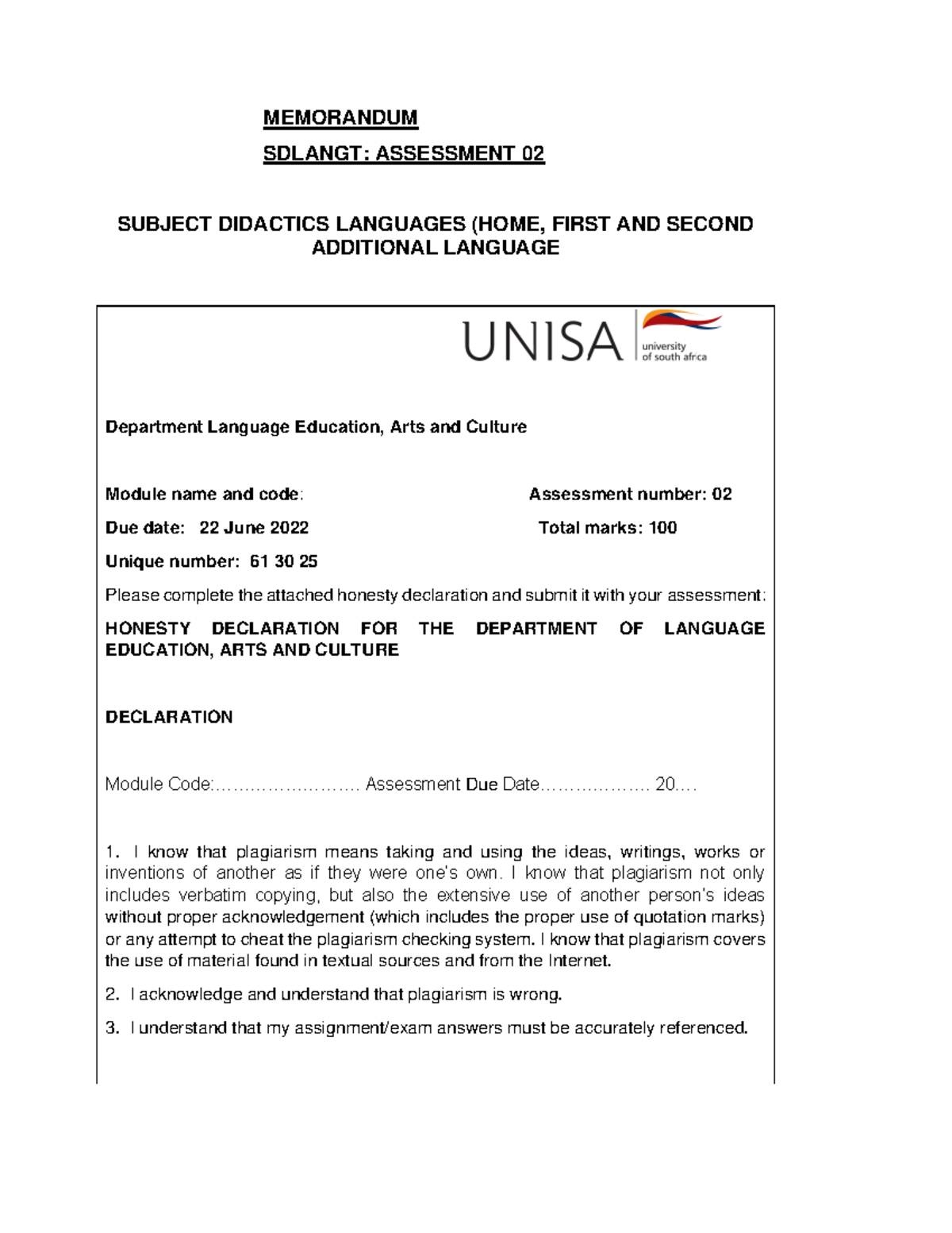 Assessment 02 TMS3719: Language Teaching Didactics Memo - Studocu