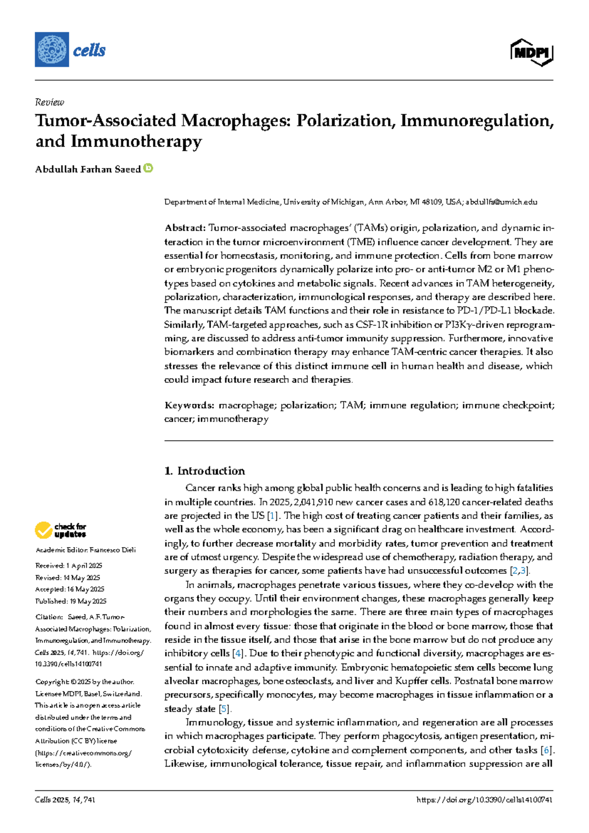 TAMs in Cancer: Polarization, Immunoregulation, and Immunotherapy (IM 2025) - Studocu