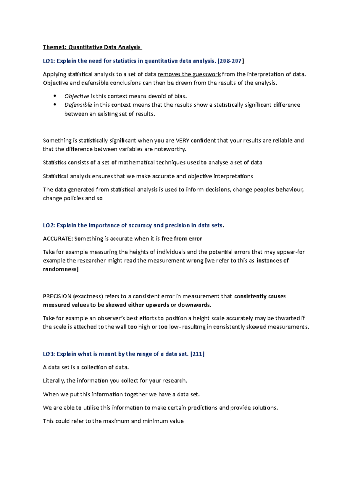 Quantitative & Qualitative Data Analysis - Lecture Notes (Intro LU6 ...