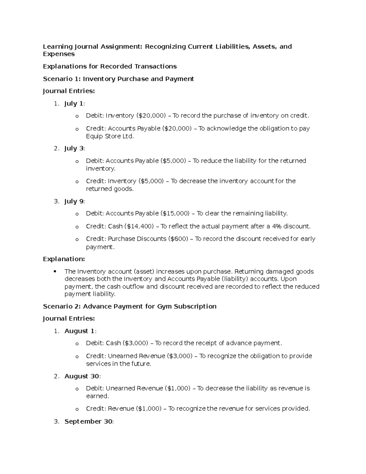 Accounting Esssay - Learning Journal Assignment: Recognizing Current ...