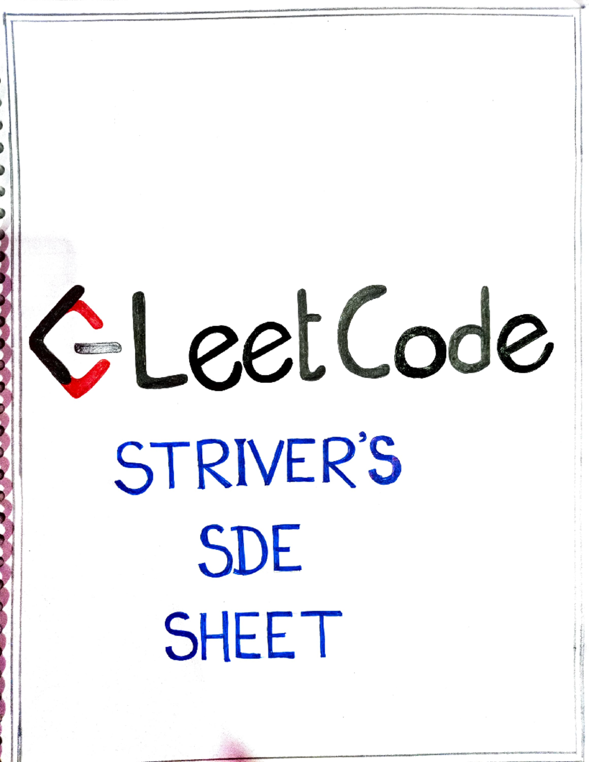 Striver SDE Sheet Complete Handwritten Notes: Problem Solutions ...