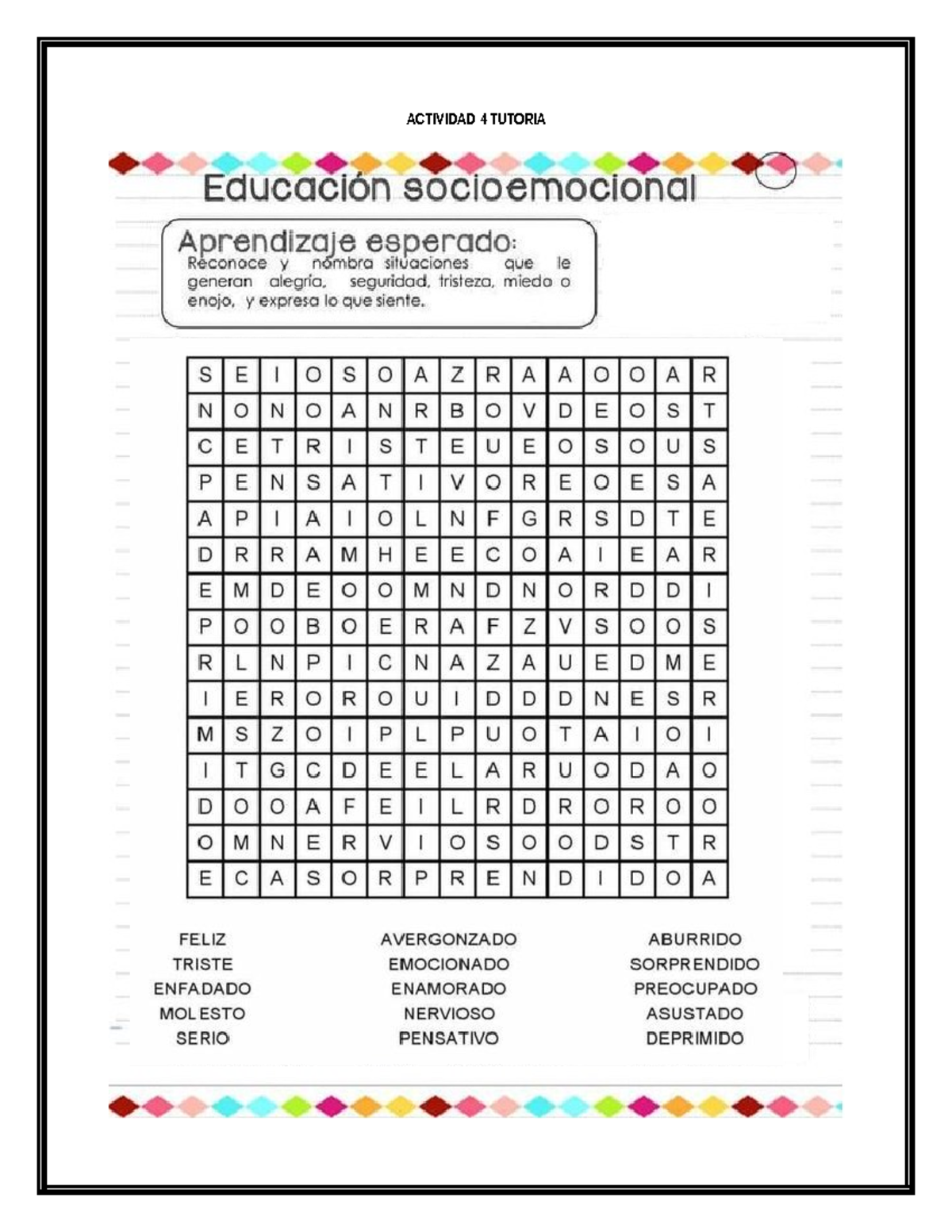 Actividad 4 Tutoria - Educación Socioemocional - Reconocimiento de ...