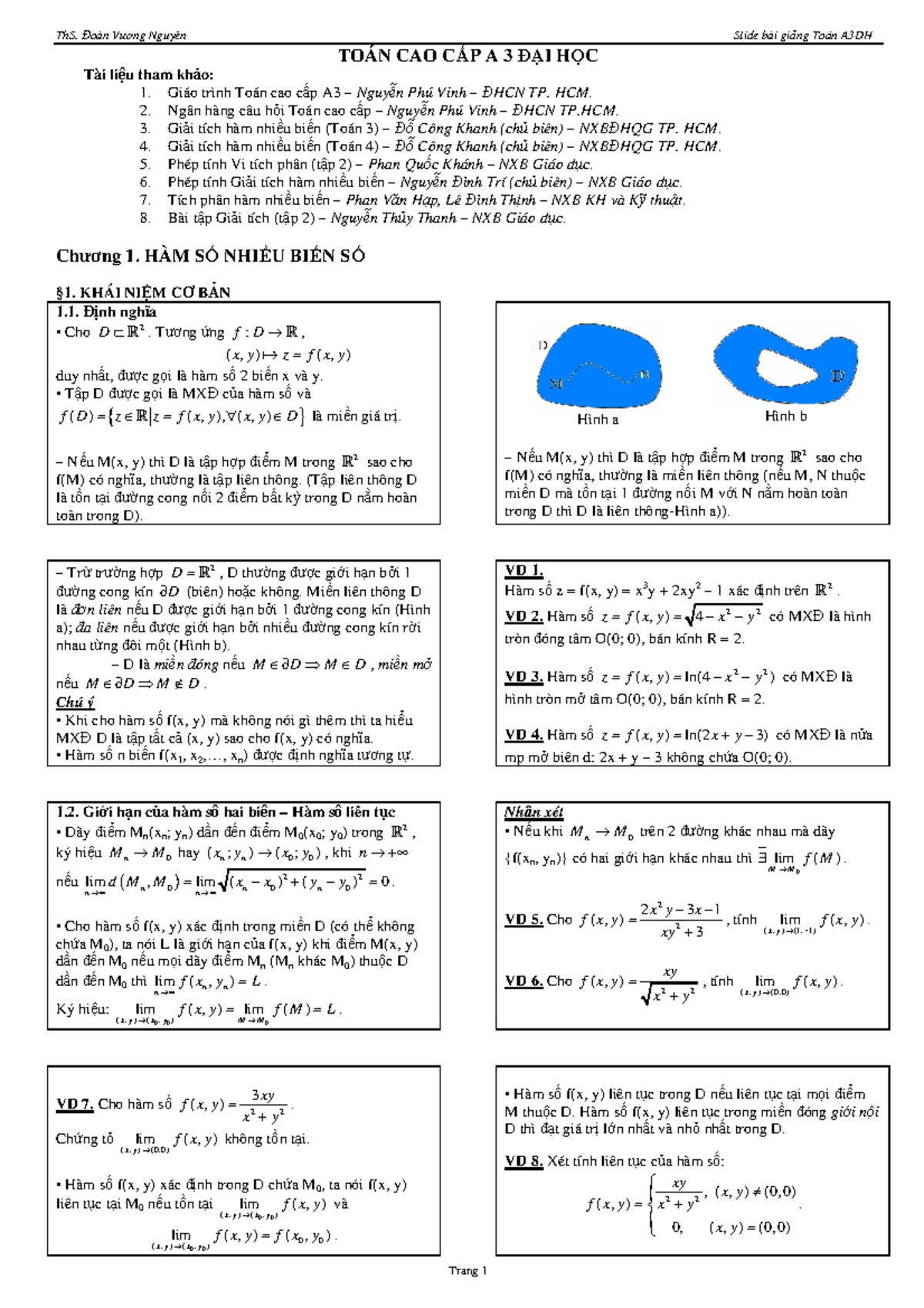 Toán cao cấp A3 - Ths Đoàn Vương Nguyên 729594 - TOÁN CAO C P A 3 ð I H ...
