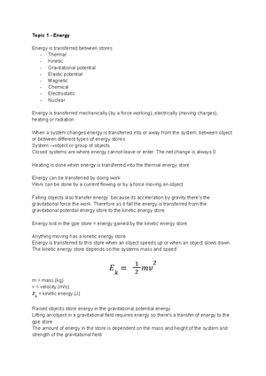 Physics Paper 2 Cheat Sheet AQA - Physics Paper 2 Cheat Sheet Forces: Forces and their ...