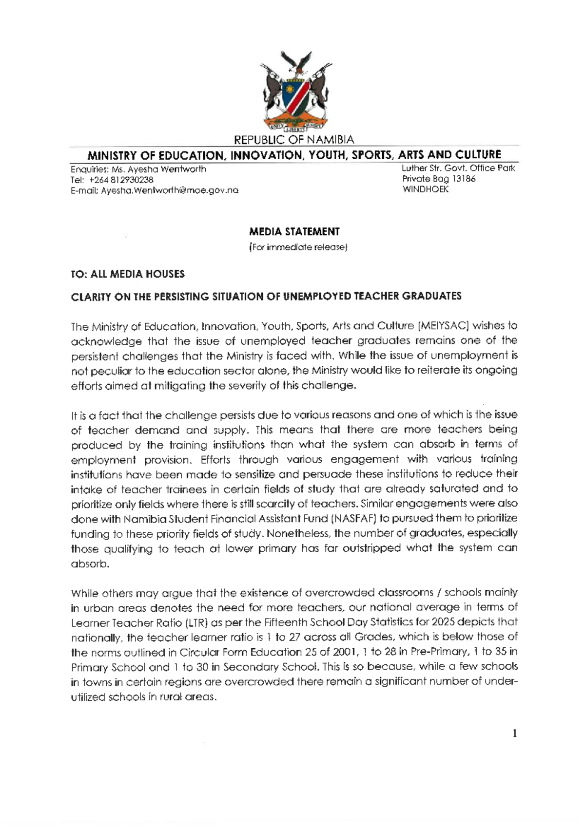 Media Statement: Clarity on Unemployed Teacher Graduates - Pro 3 - Studocu