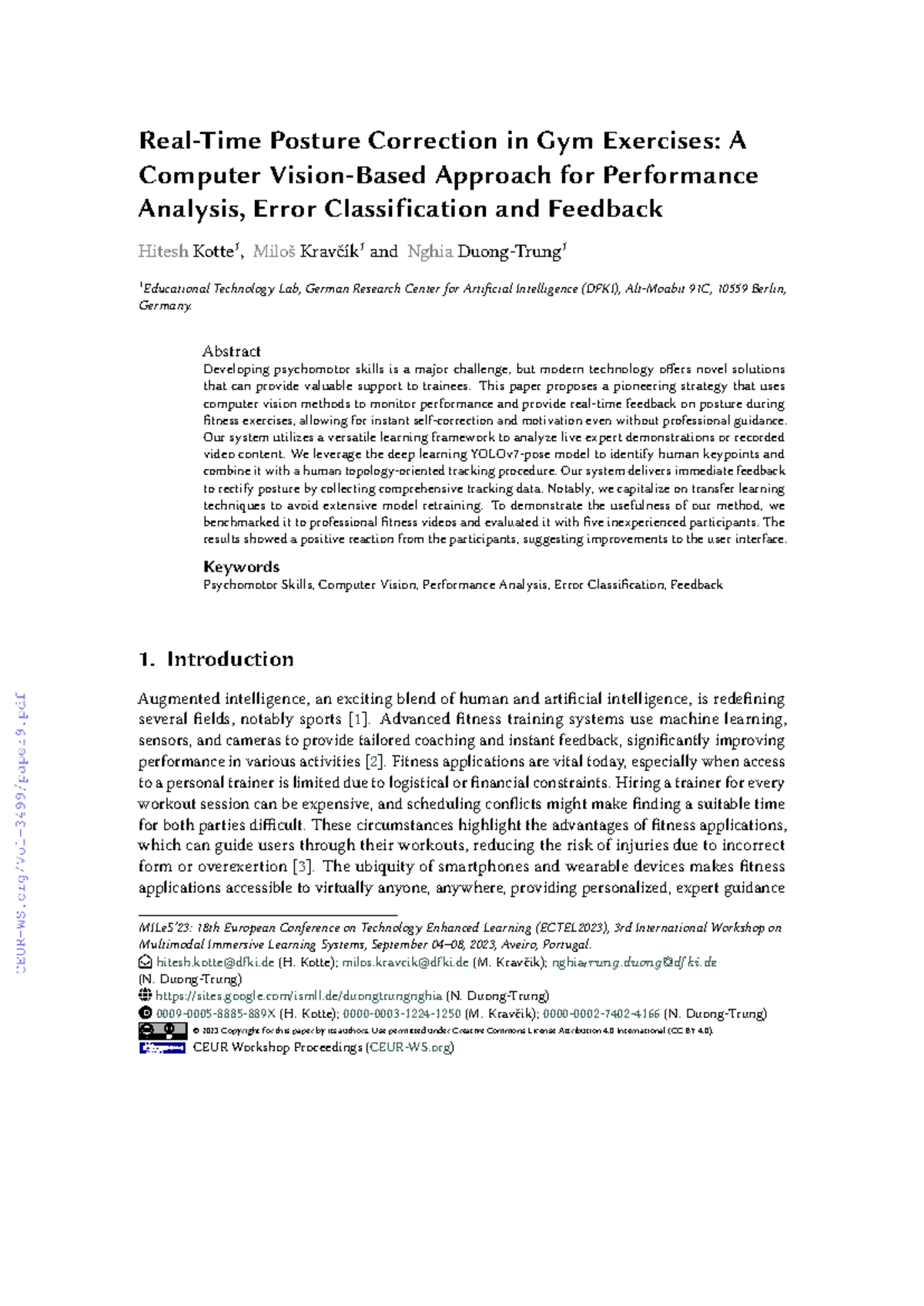 ECTEL2023: Real-time Posture Correction in Gym Exercises Using AI - Studocu