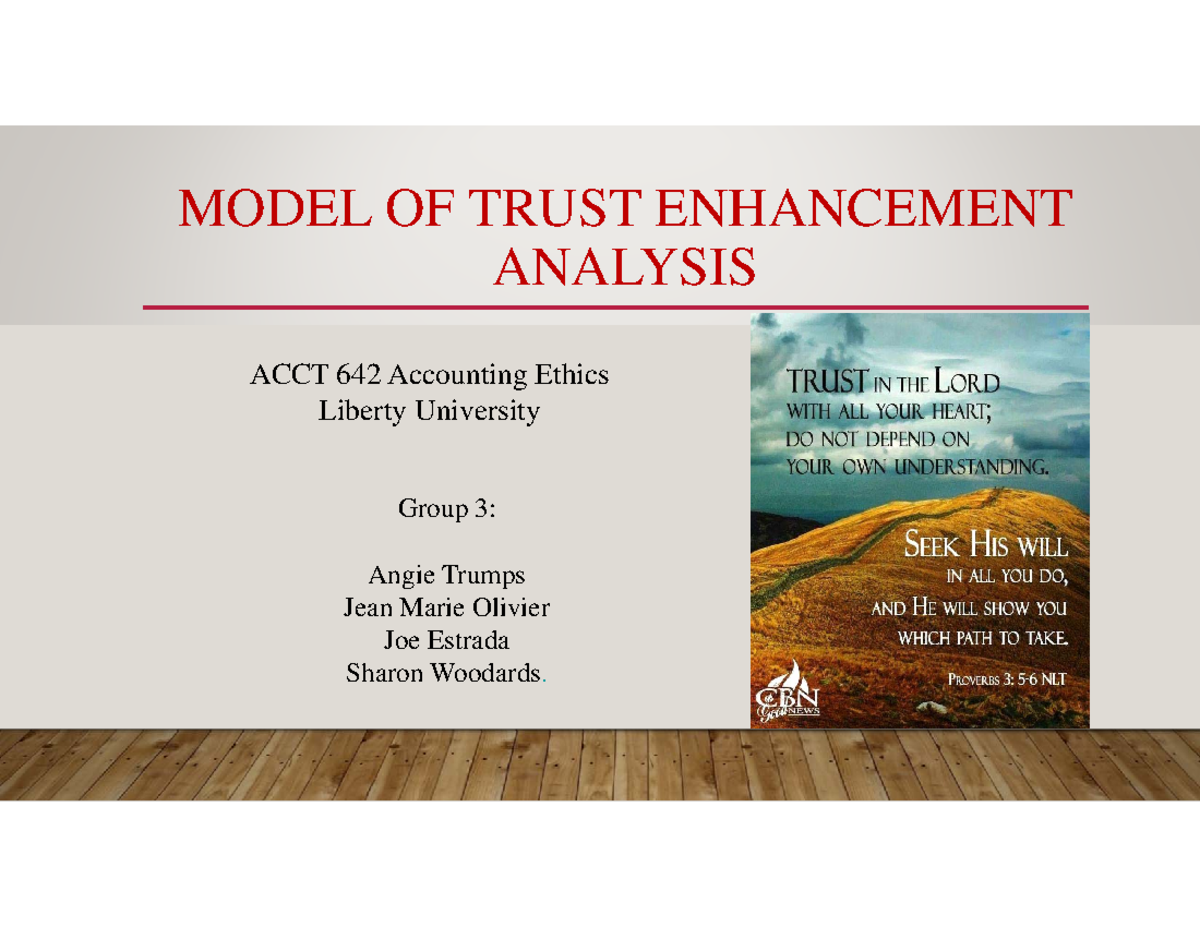 Trust Enhancements final - MODEL OF TRUST ENHANCEMENT ANALYSIS ACCT 642 ...