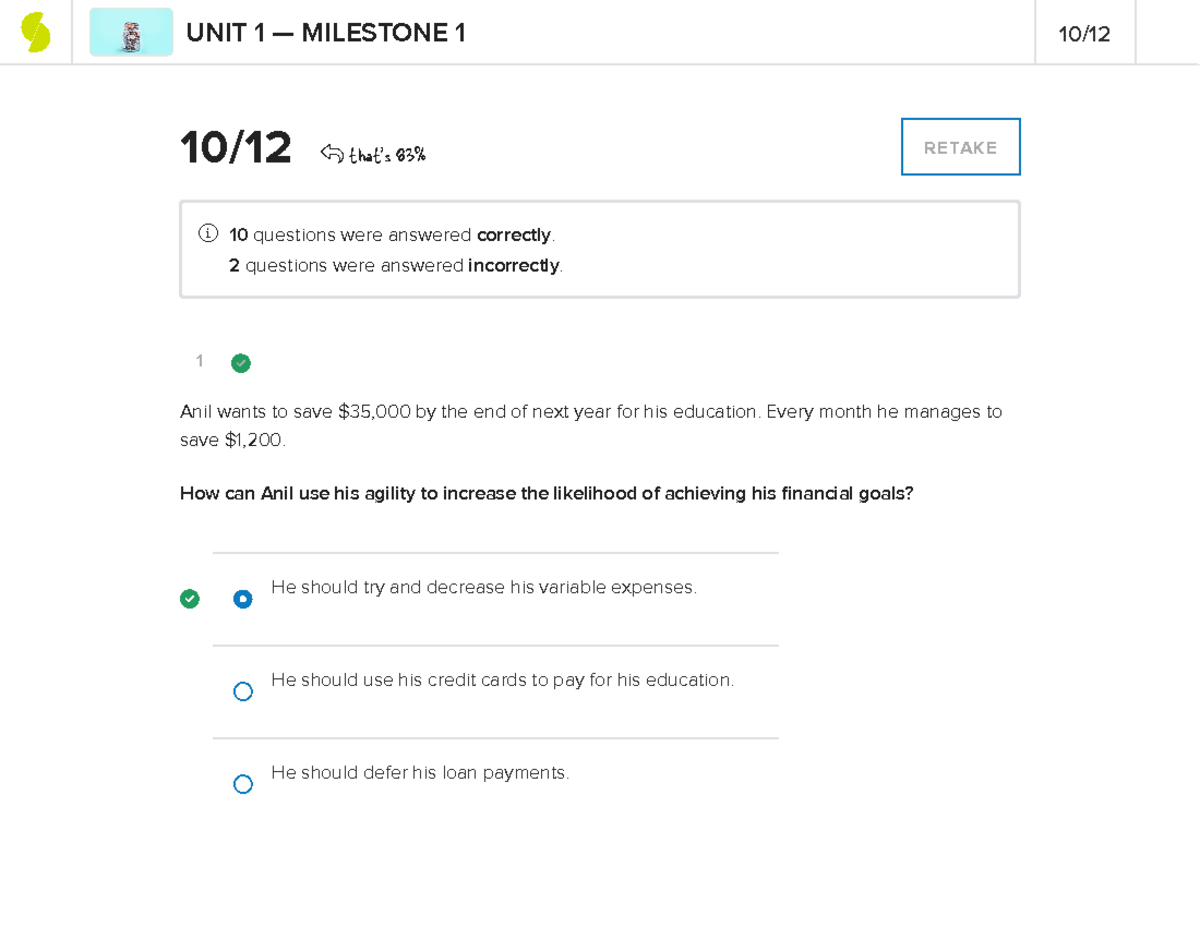 Personal Finance FNCE101 Milestone 1 Study Guide - Studocu