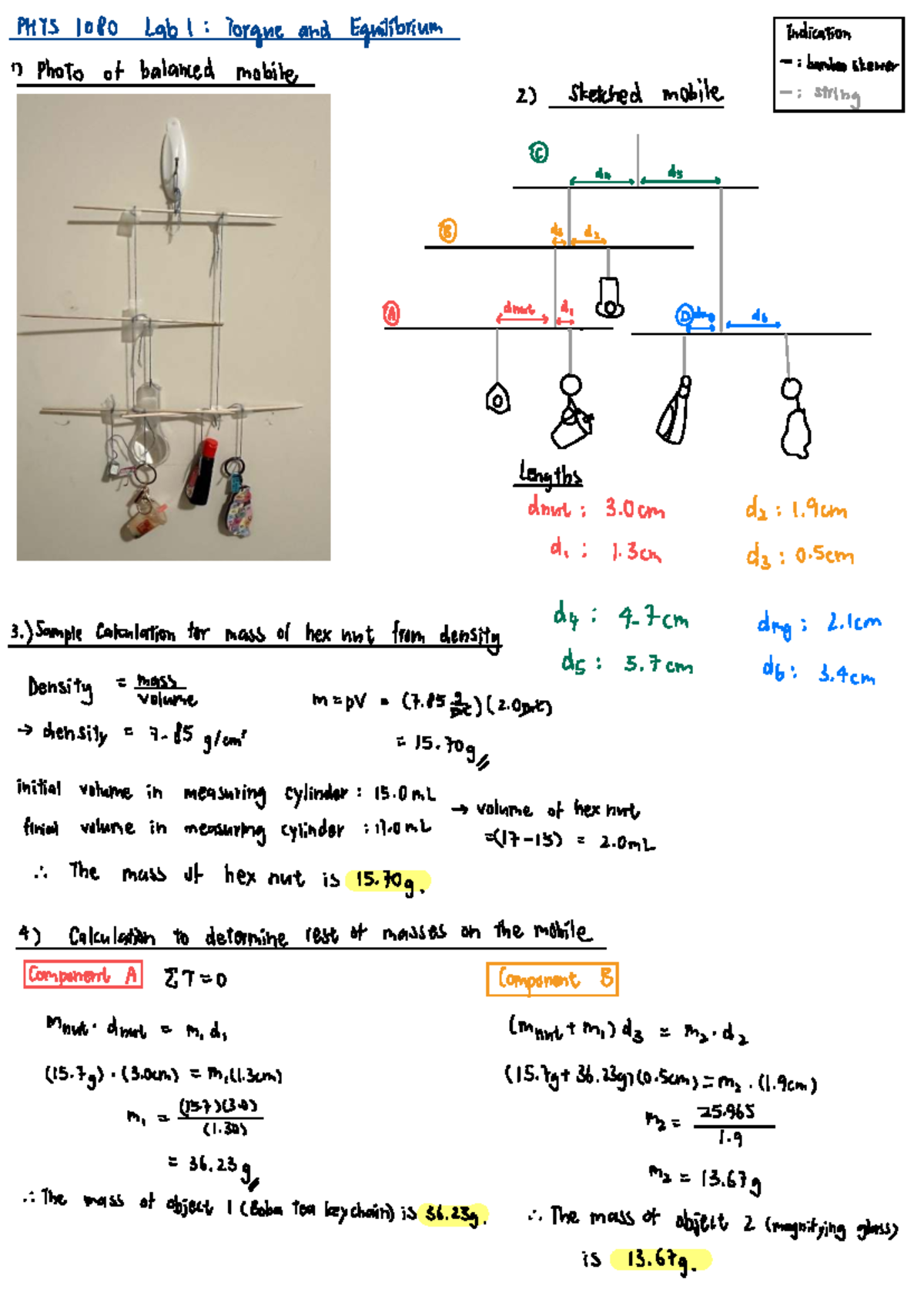 PHYS 1080 Lab 1 - Torque and Equilibrium Calculations - Studocu