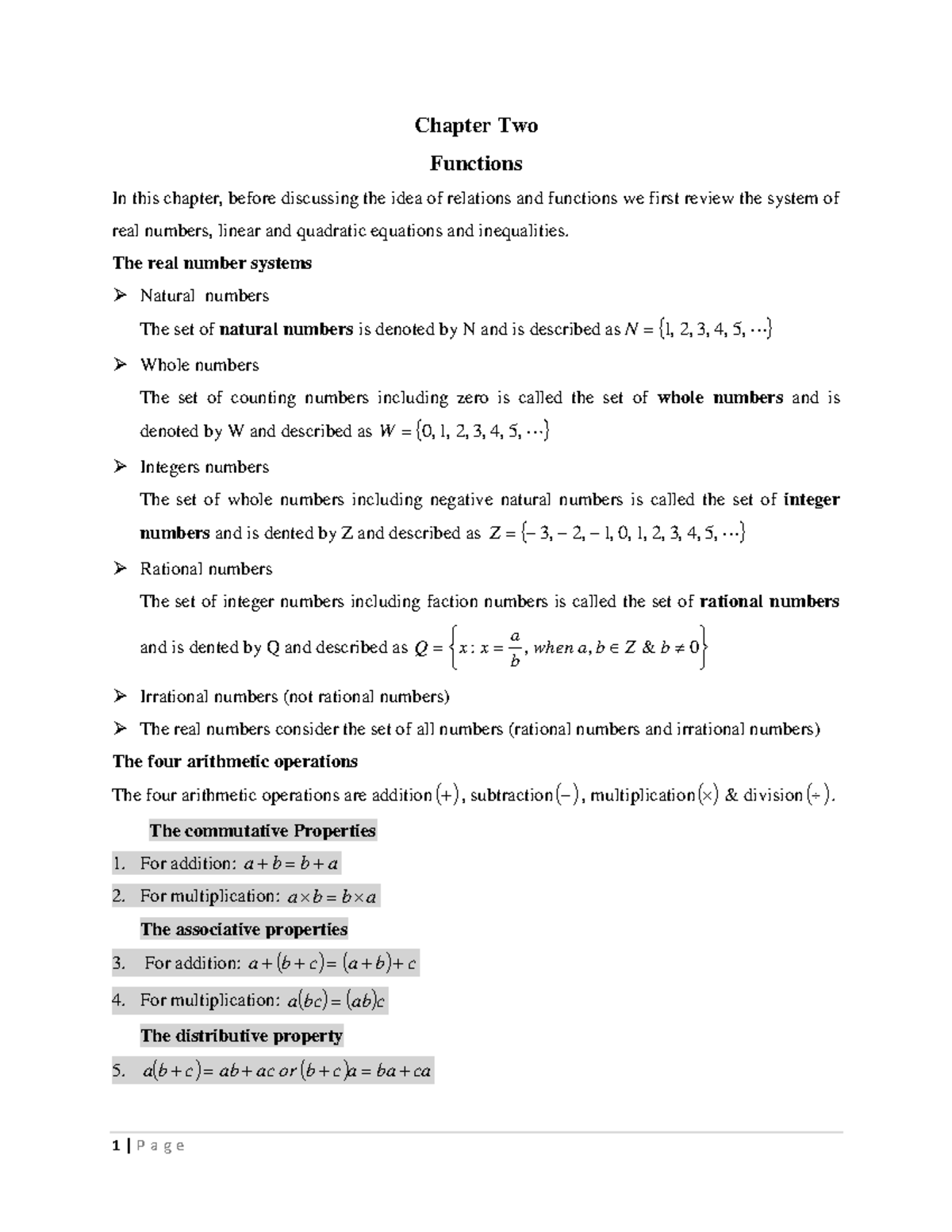 Chapter 2: Functions and Real Numbers in Maths for Social Science - Studocu