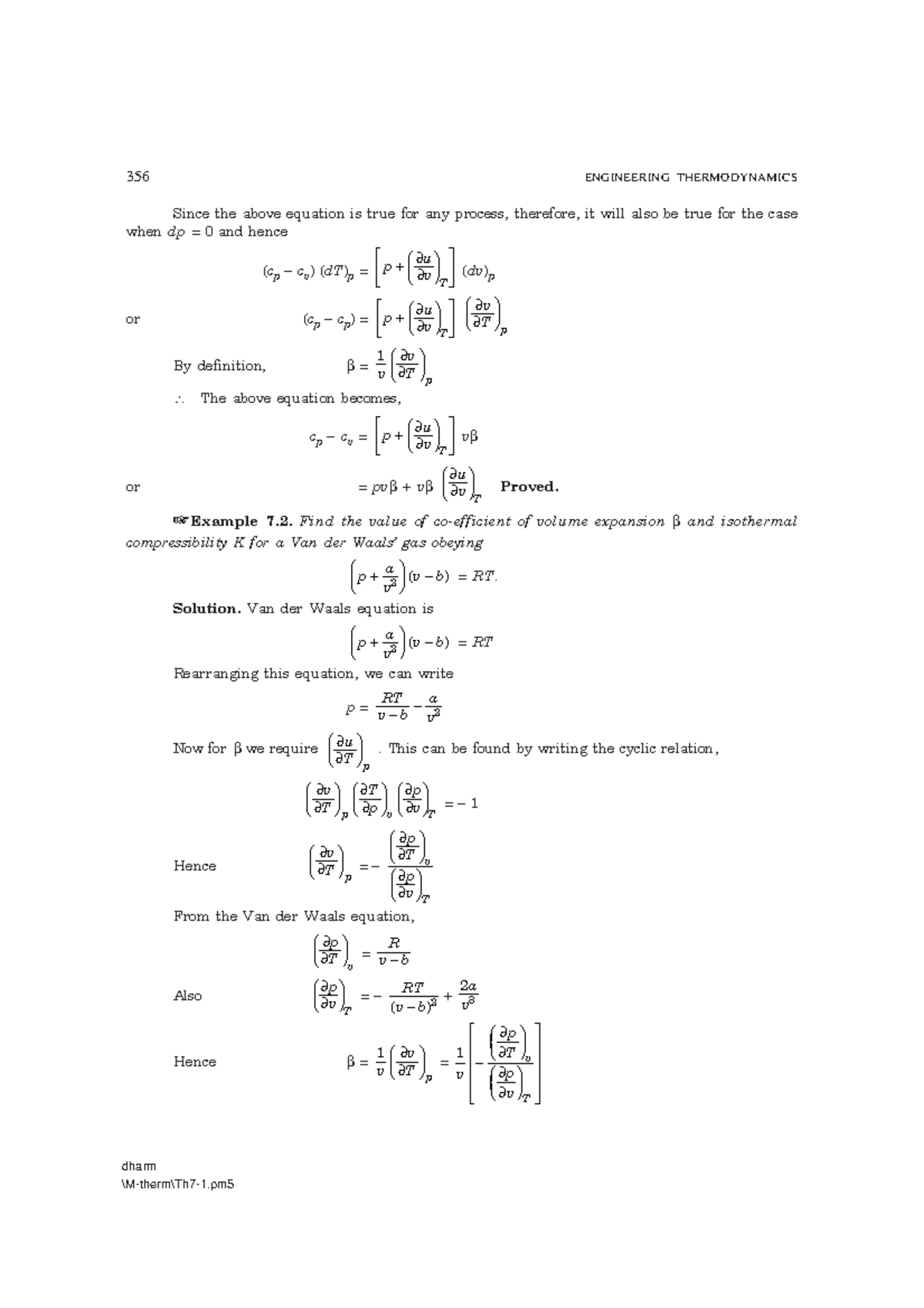 356 ENGINEERING THERMODYNAMICS: Volume Expansion & Compressibility ...