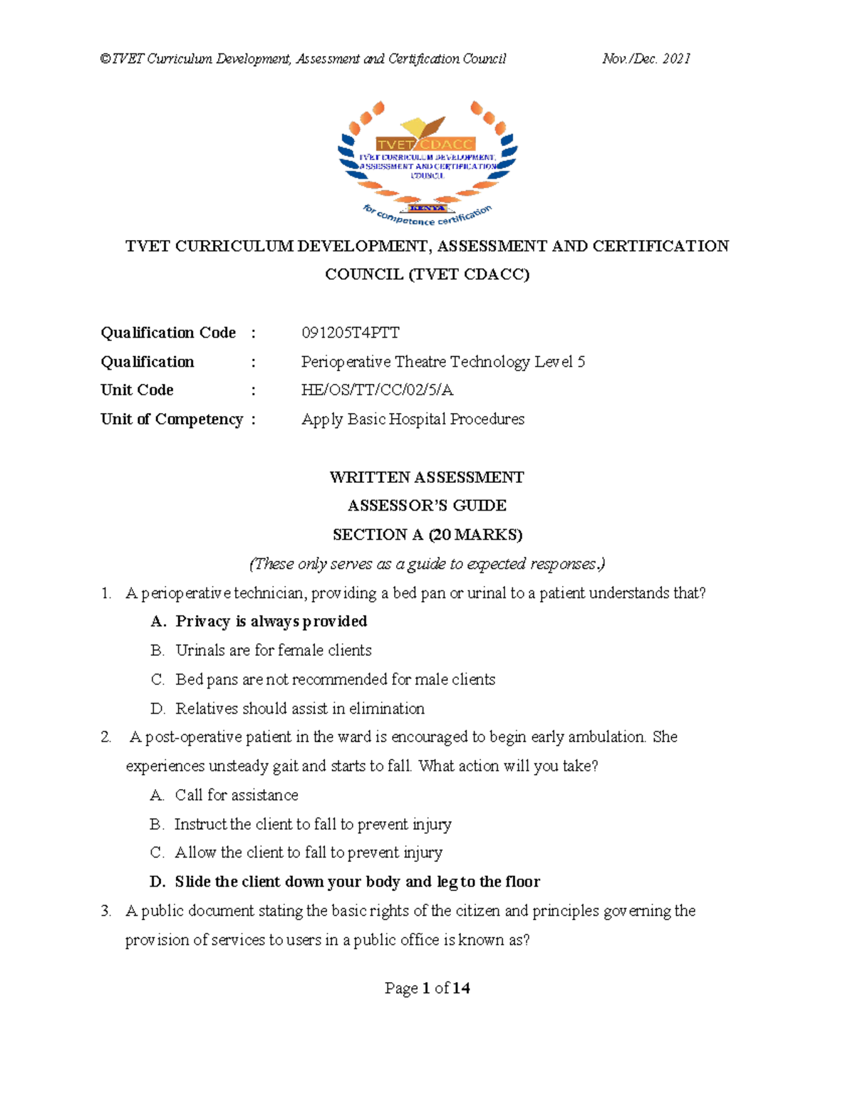 Assessors guide written assessment - TVET CURRICULUM DEVELOPMENT ...