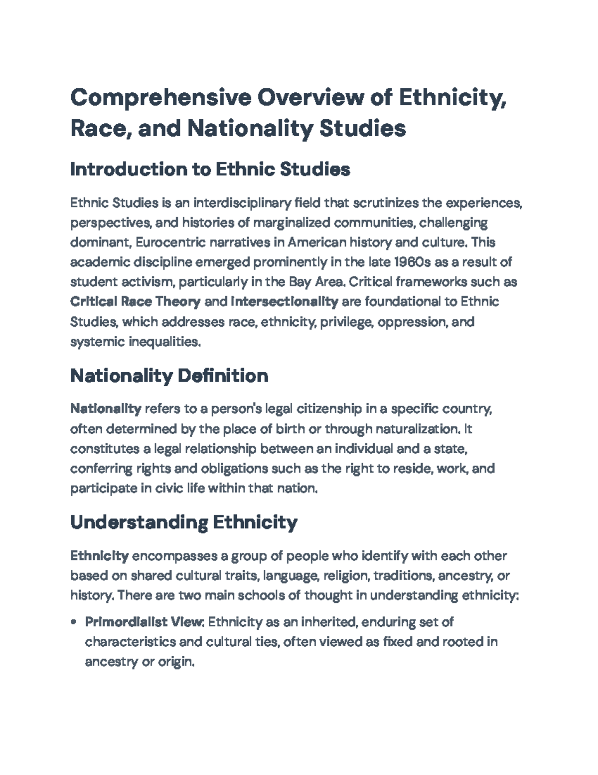 Comprehensive Overview of Ethnicity, Race, and Nationality Studies: CRT ...