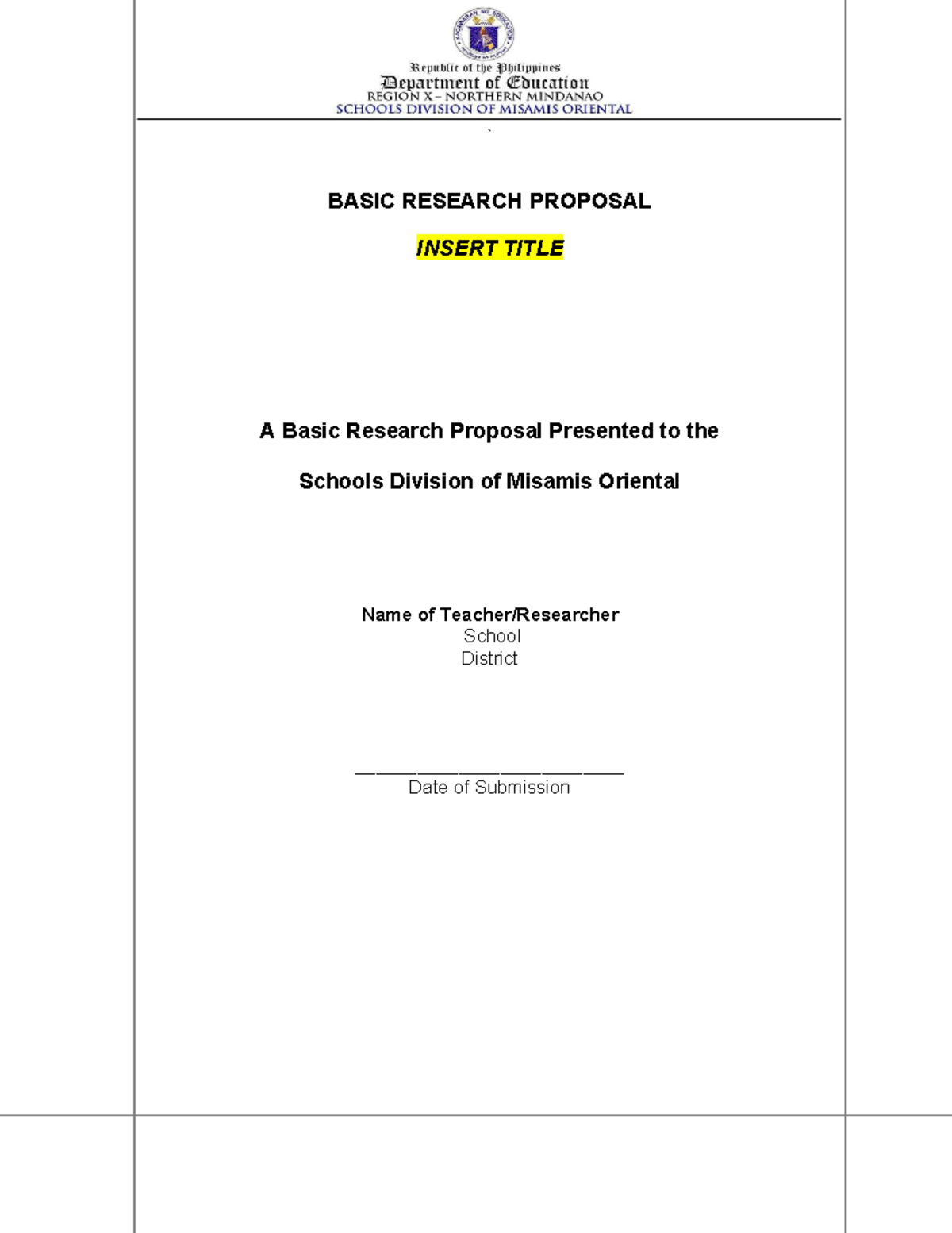 2025 - Basic Research Proposal Approval Sheet for Misamis Oriental ...