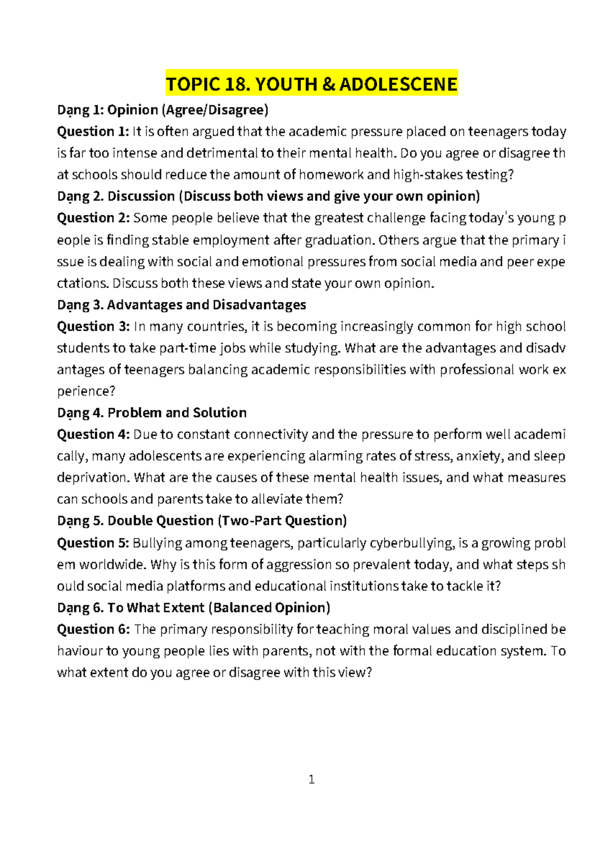 WT2 Topic 18: Youth & Adolescence - Examining Academic Pressure and ...