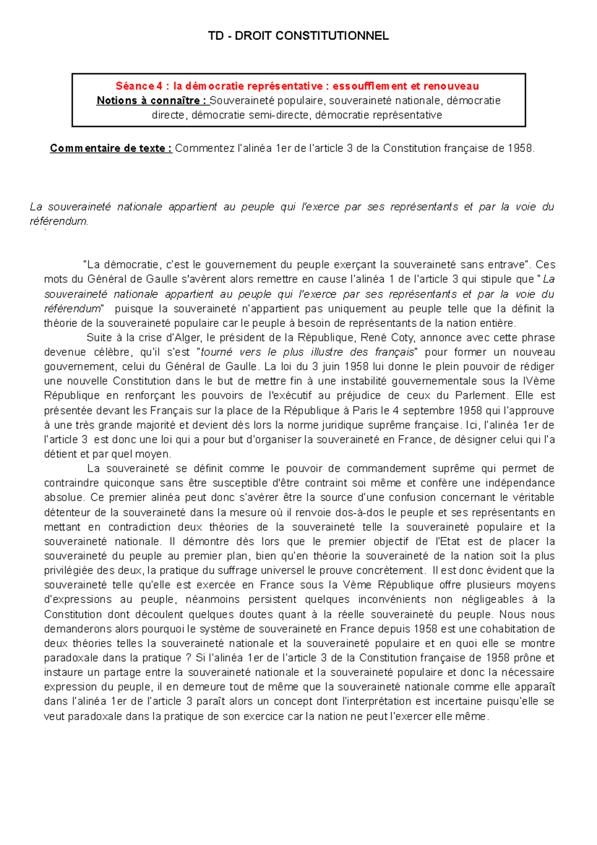 TD Droit ART3 - Commentaire sur l'alinéa 1 de l'article 3 de la ...