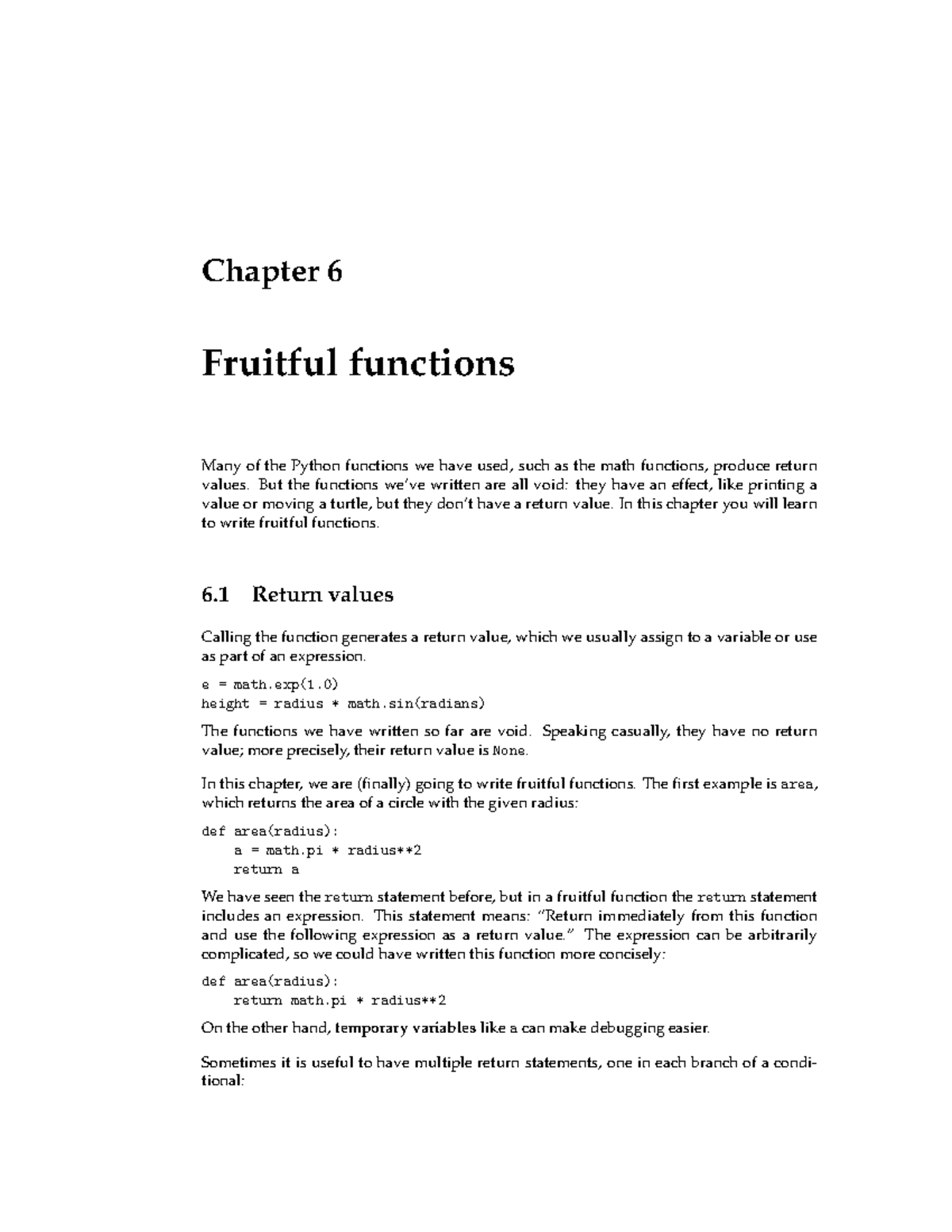 Chapter 6: Writing Fruitful Functions in Python (ThinkPython 22) - Studocu