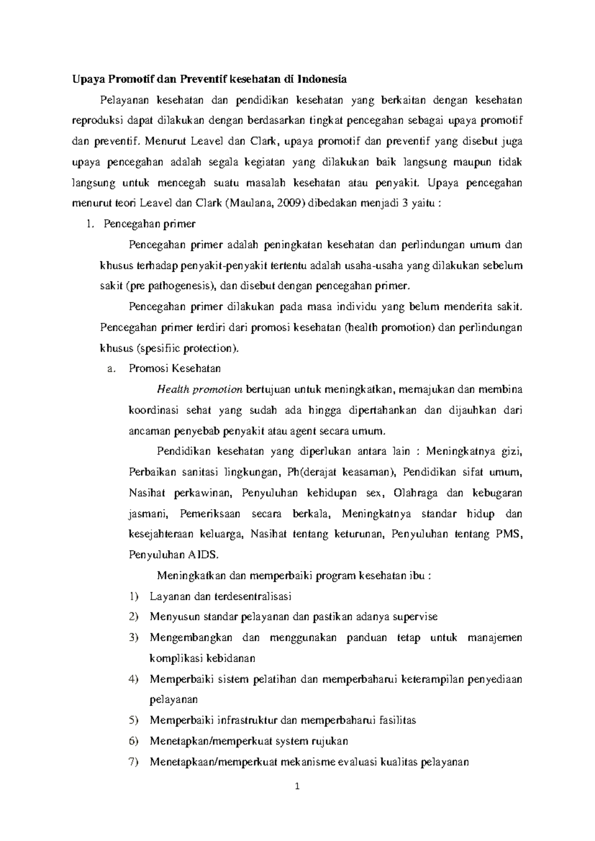 Upaya Promotif dan Preventif Kesehatan di Indonesia: Tinjauan Kesehatan ...