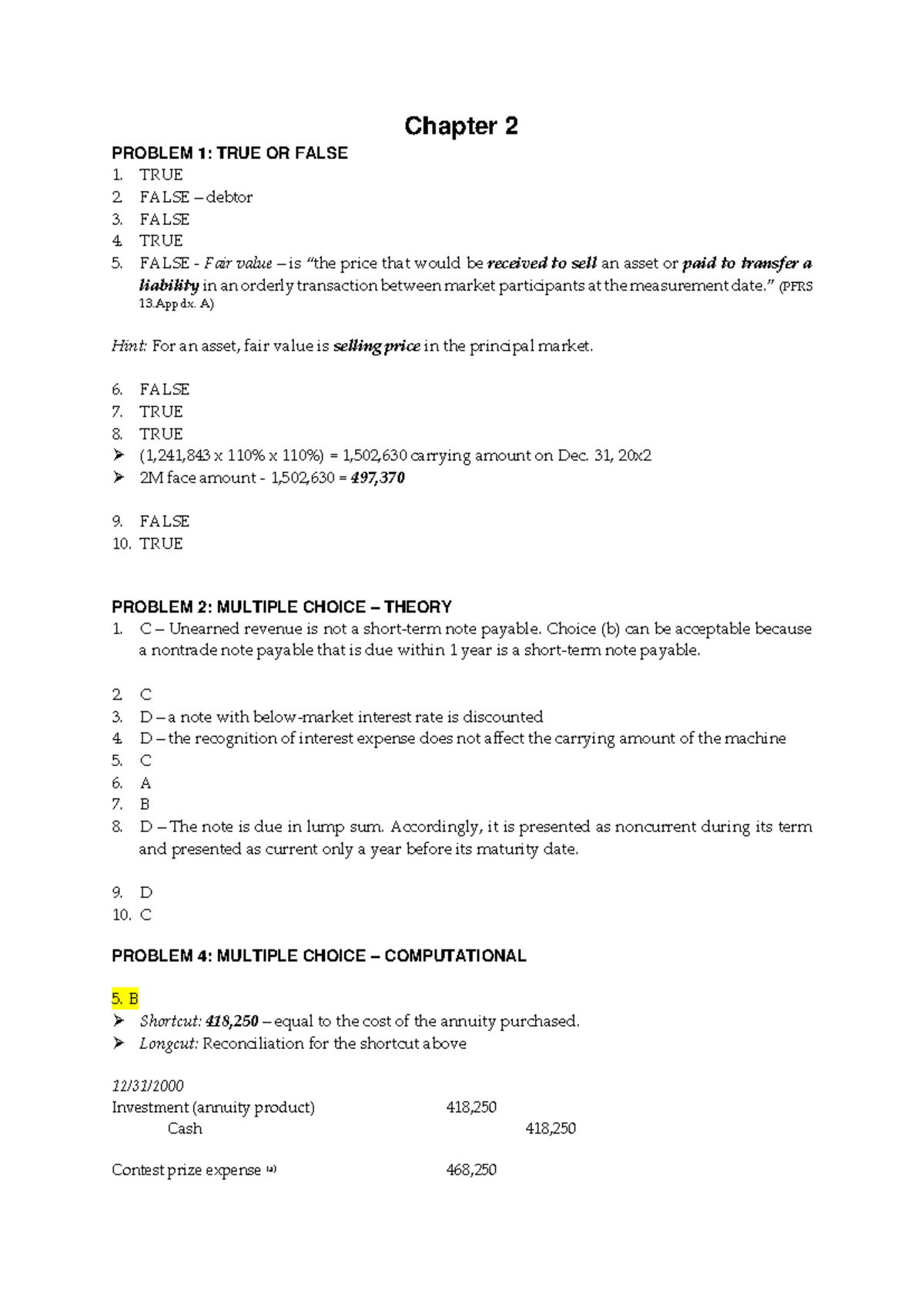Chapter 2 Answers - True/False & Multiple Choice Review - Studocu
