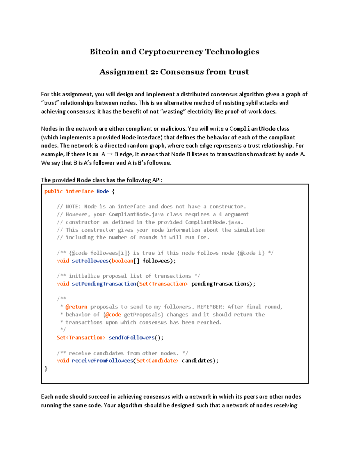 CS101 Assignment 2: Consensus Algorithm for Trust-Based Networks - Studocu