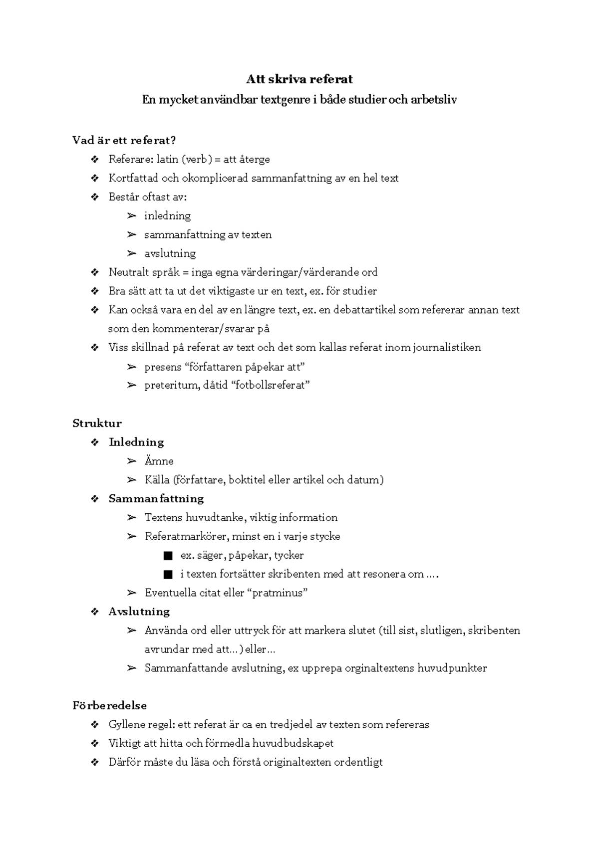 Att Skriva Referat: En Guide till Effektiv Sammanfattning - Studocu