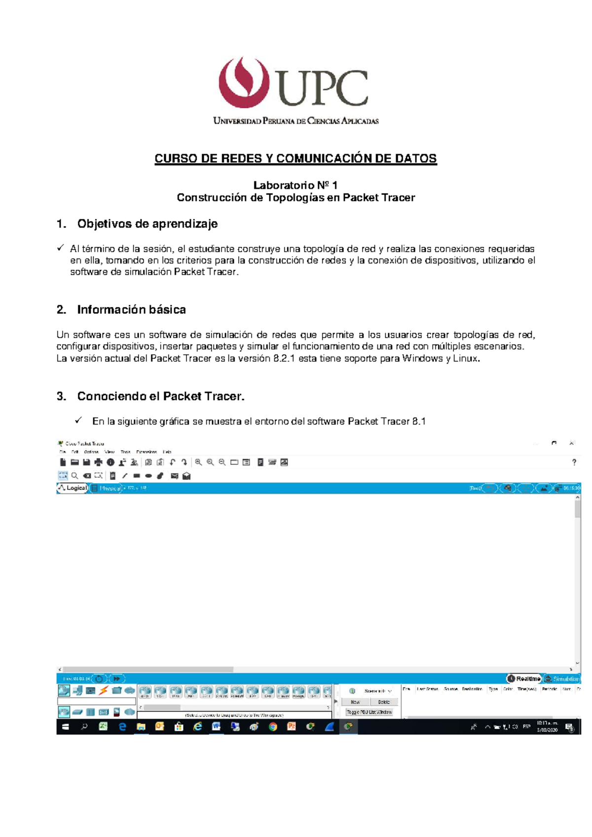 Laboratorio Nº 1: Construcción de Topologías en Packet Tracer - Studocu