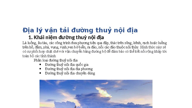Đề cương Địa lý Vận tải Thủy Nội địa và Vận tải Đường bộ (Đ LvttnĐ và ...