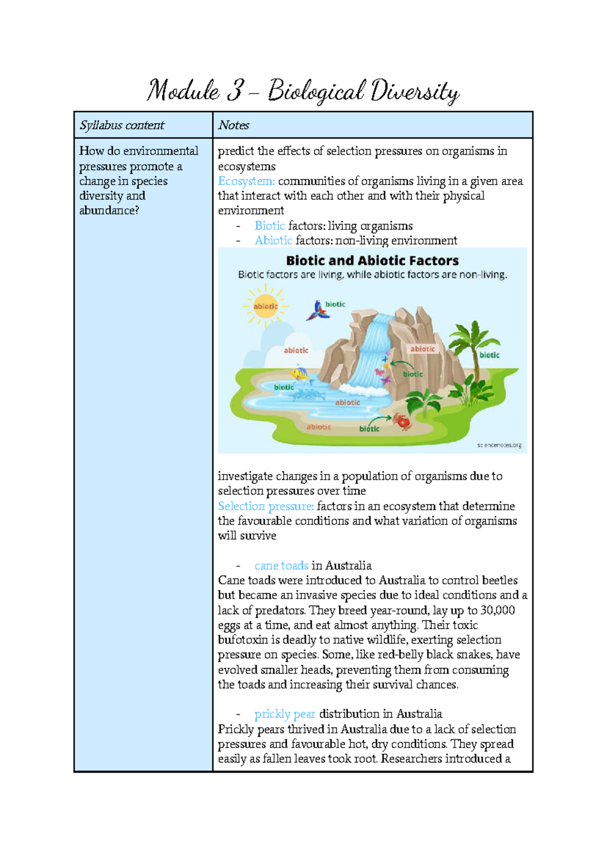 Year 11 Biology Module 3: Biological Diversity Study Notes - Studocu