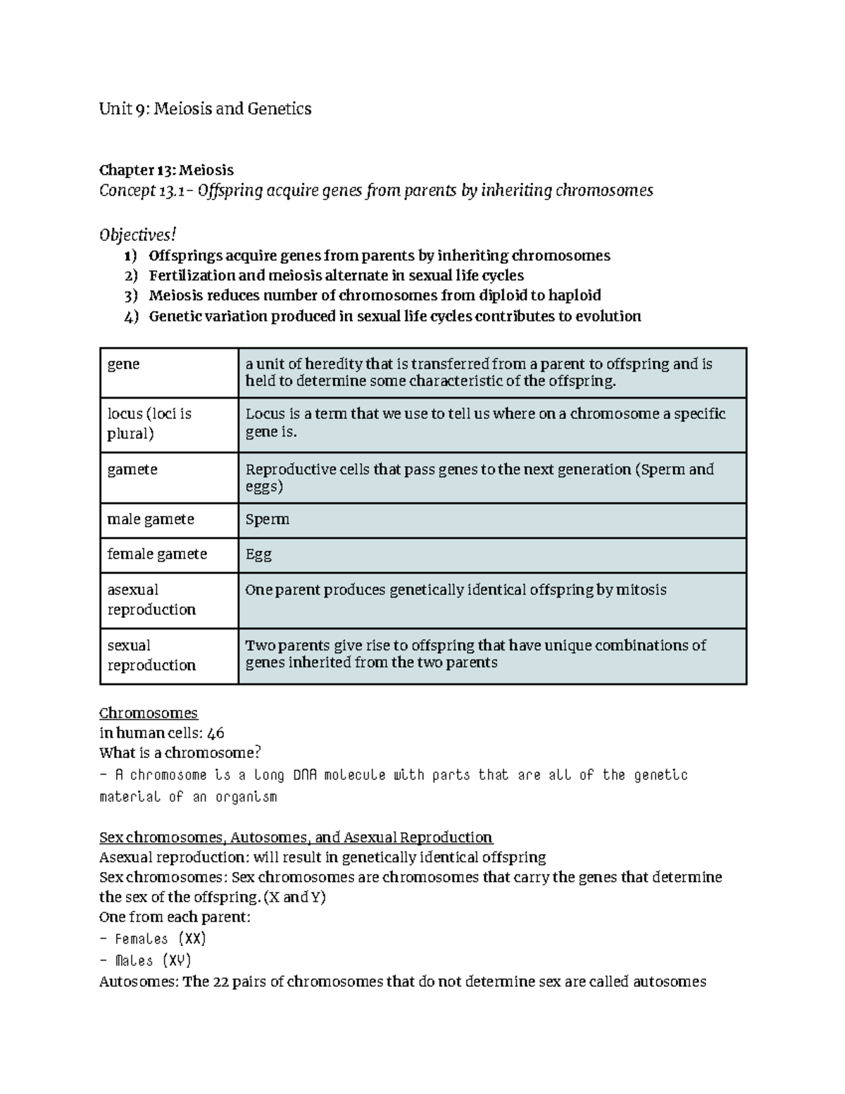Unit 9 Study Guide: Meiosis & Genetics for Final Exam - Studocu