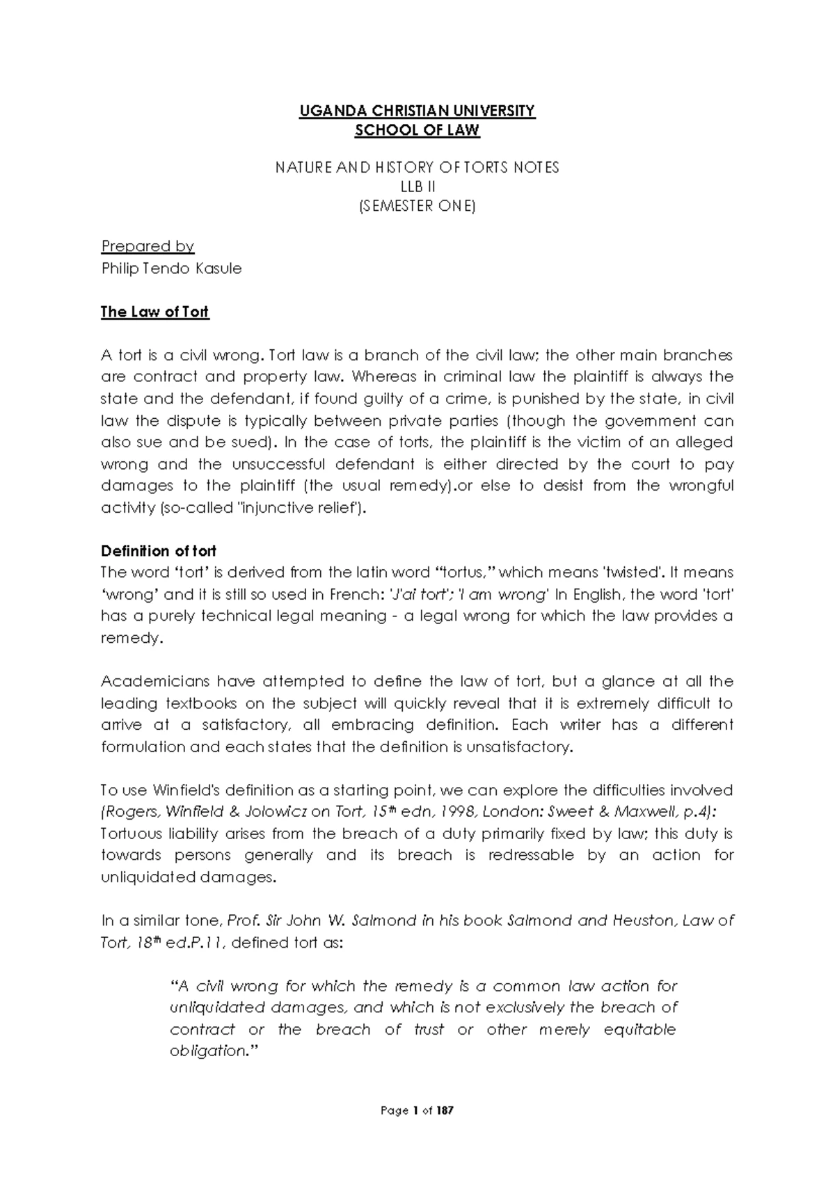 Legal Method Notes - LEGAL METHOD AND INTRODUCTION TO LEGAL SYSTEM ...