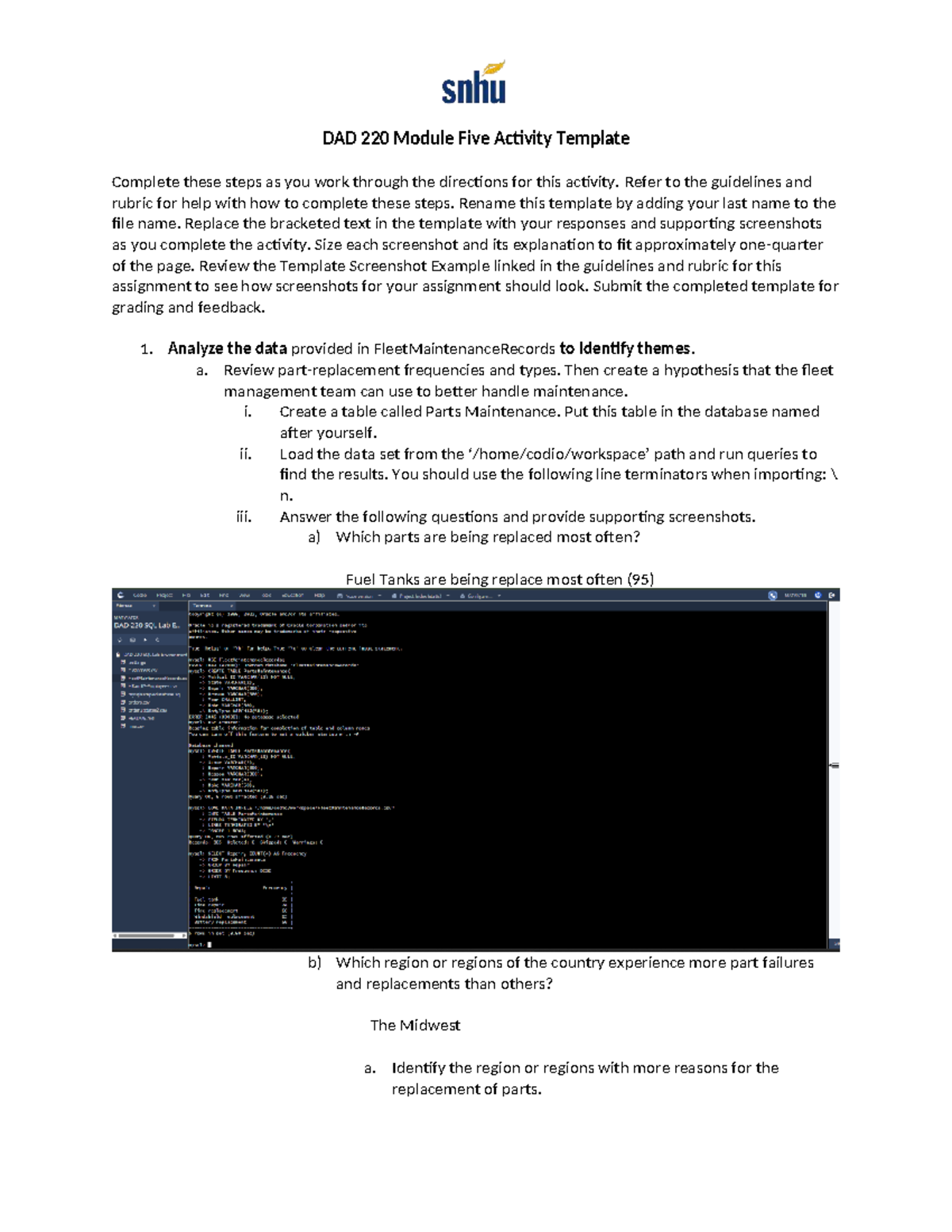 DAD 220 Module 5 Activity: Fleet Maintenance Analysis by Atwate - Studocu