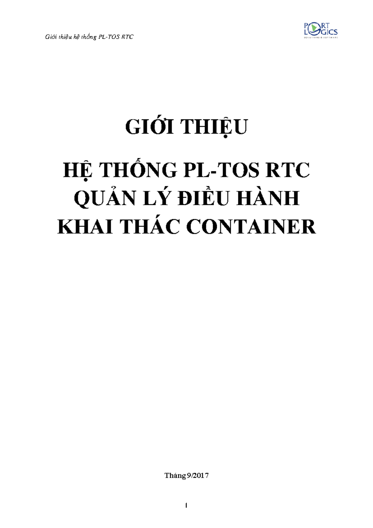Giới thiệu Hệ Thống PL-TOS RTC Phiên Bản 1: Quản Lý Container - Studocu