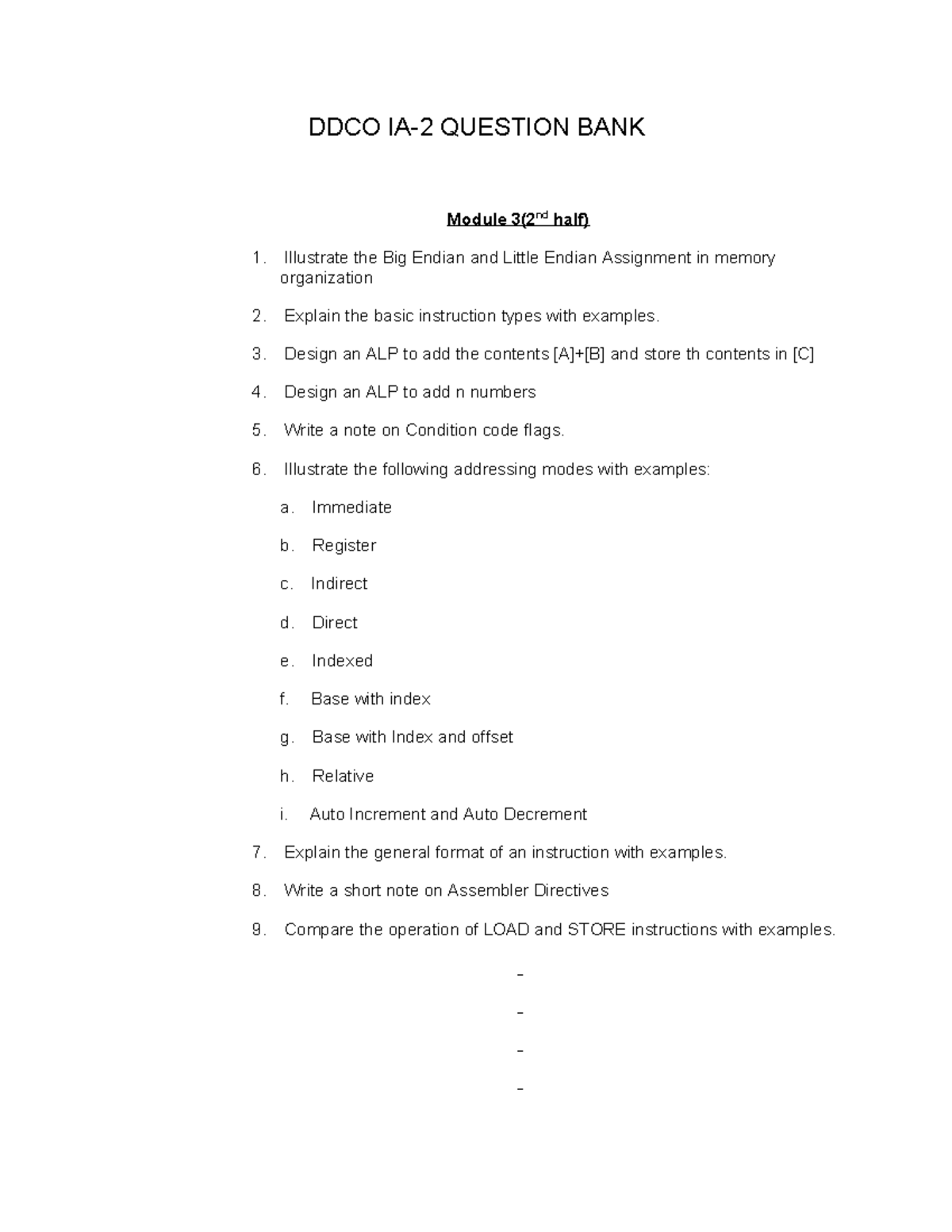 DDCO IA-2 Question Bank: Memory Organization & Interrupts - Studocu