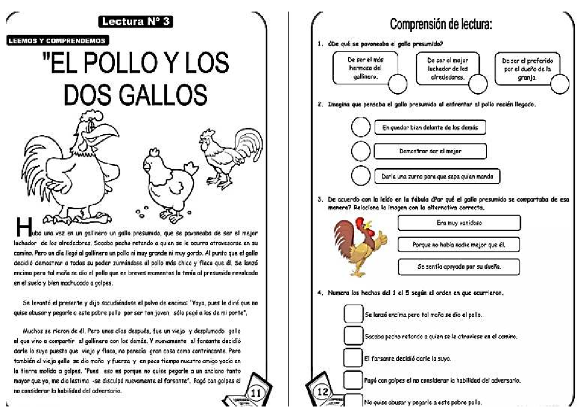 Ficha plan lector - Ejercicios para responder la lectura - Lectura 3 ...